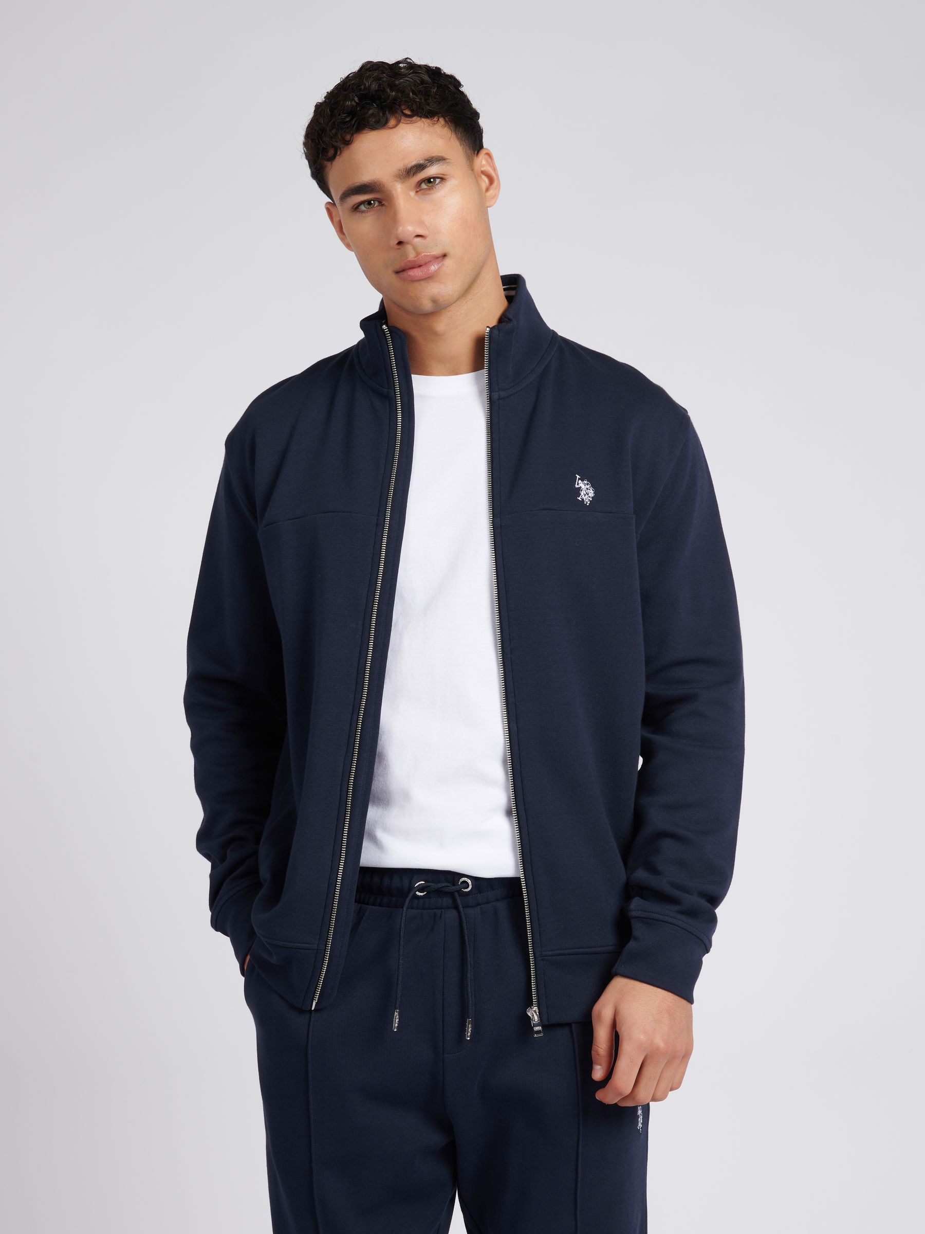 Buy U.S. Polo Assn. Blue Mens Classic Fit Luxe Funnel Tracksuit Top ...