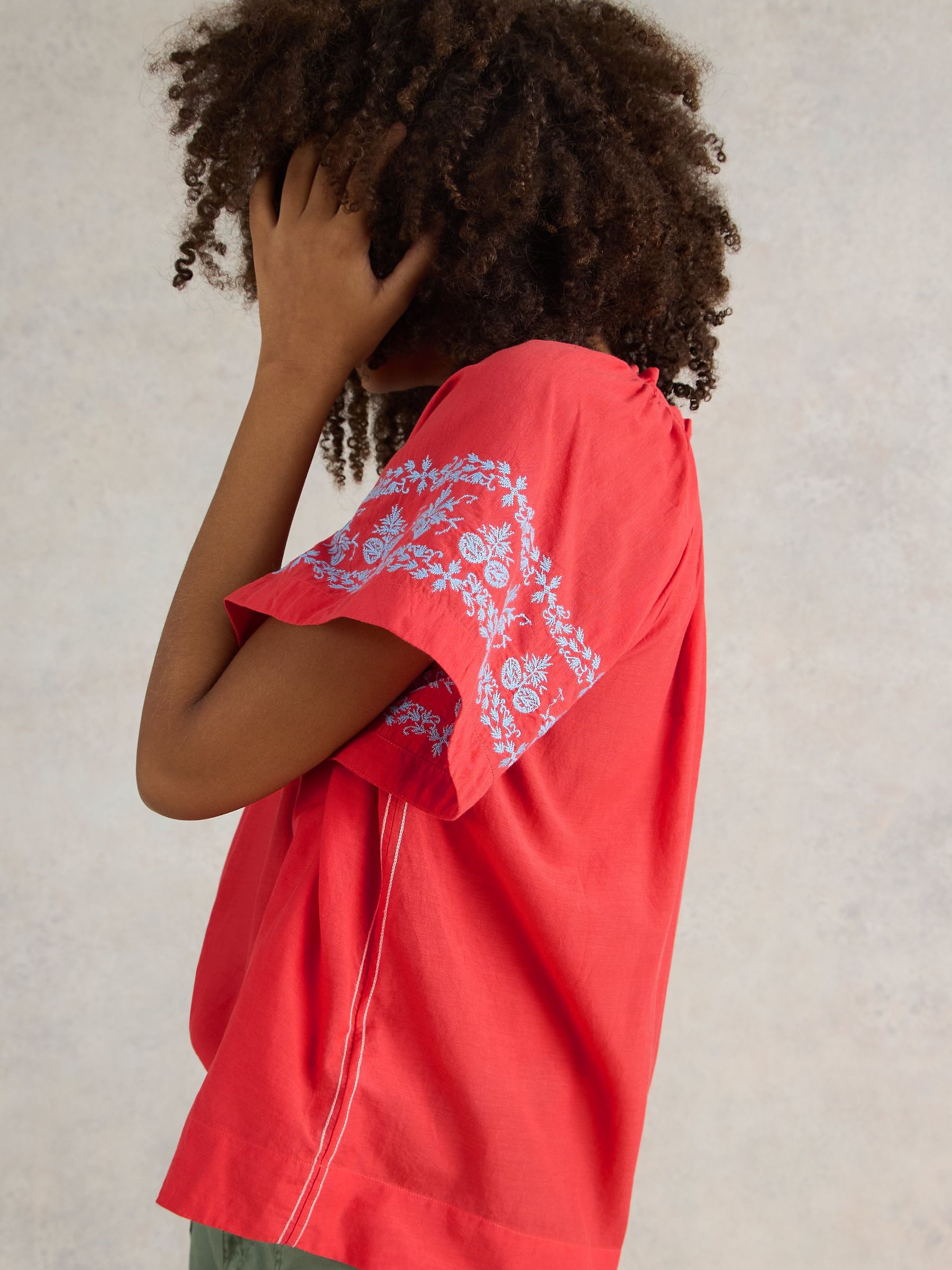 Buy White Stuff Orange Anna Cotton Embroidered Top from the Next UK ...