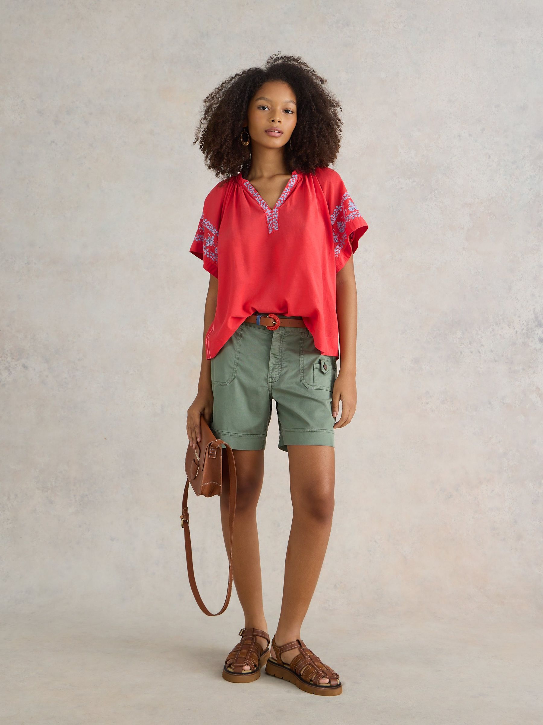 Buy White Stuff Orange Anna Cotton Embroidered Top from the Next UK ...