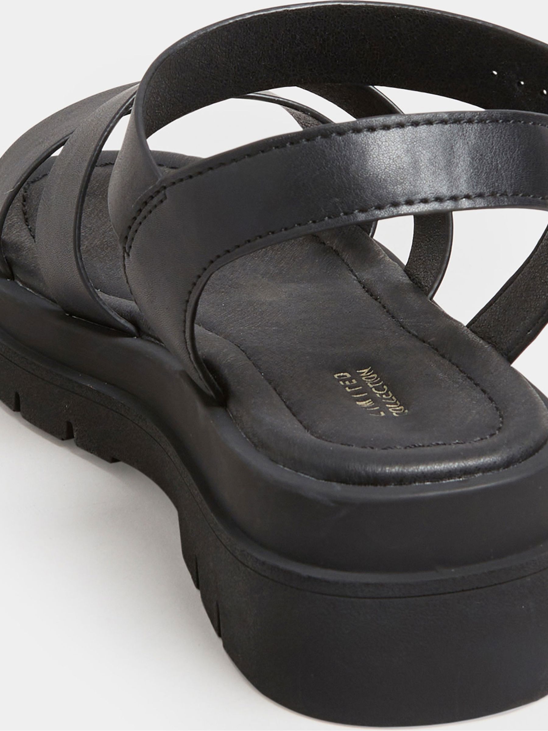 Buy Yours Curve Black Extra Wide Fit Triple Strap Gladiator Sandals ...