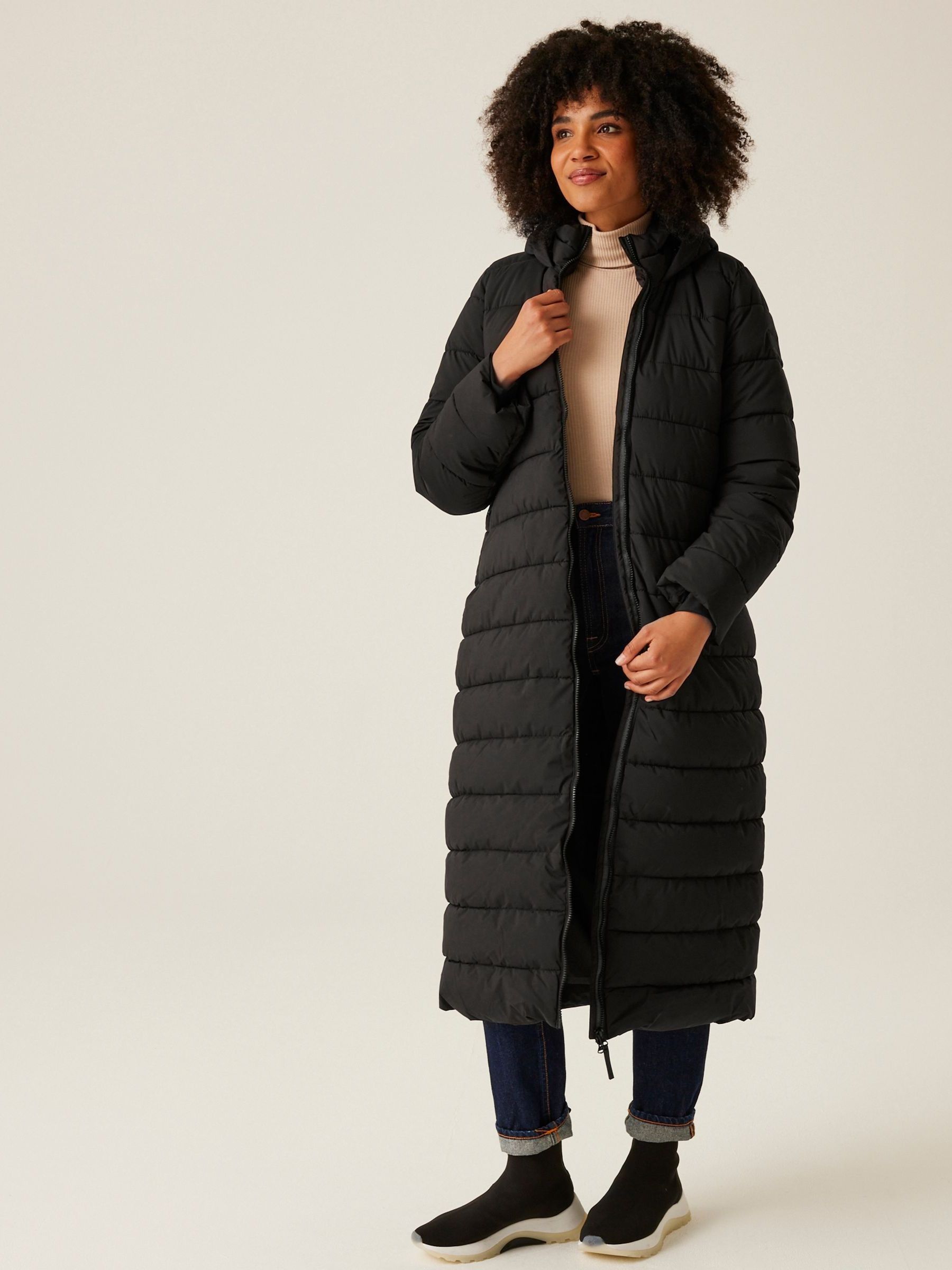 Buy Regatta Black Shower Resistant Elender Long Padded Coat from the ...