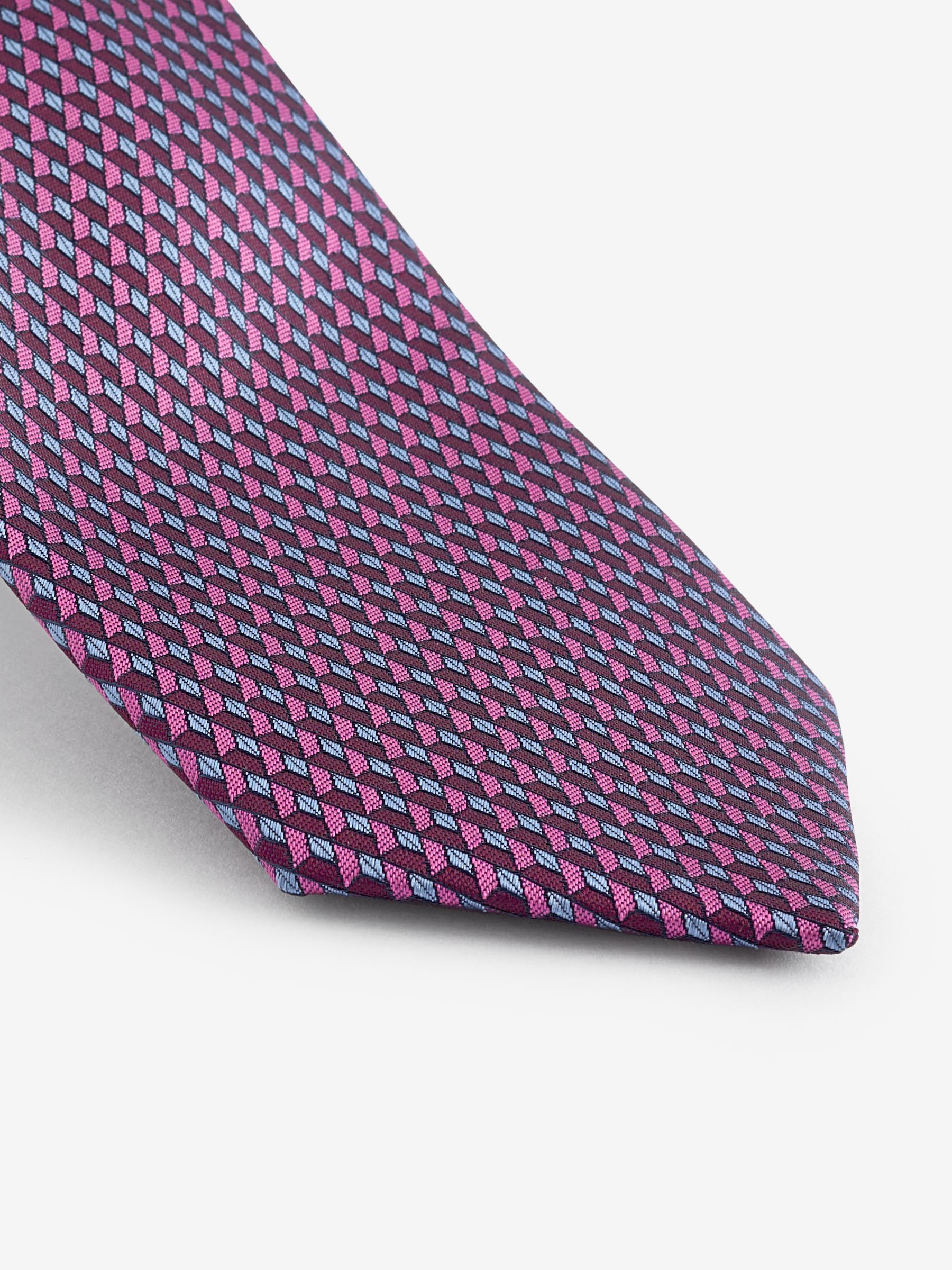 Buy Magenta Pink Geometric Pattern Tie from the Next UK online shop