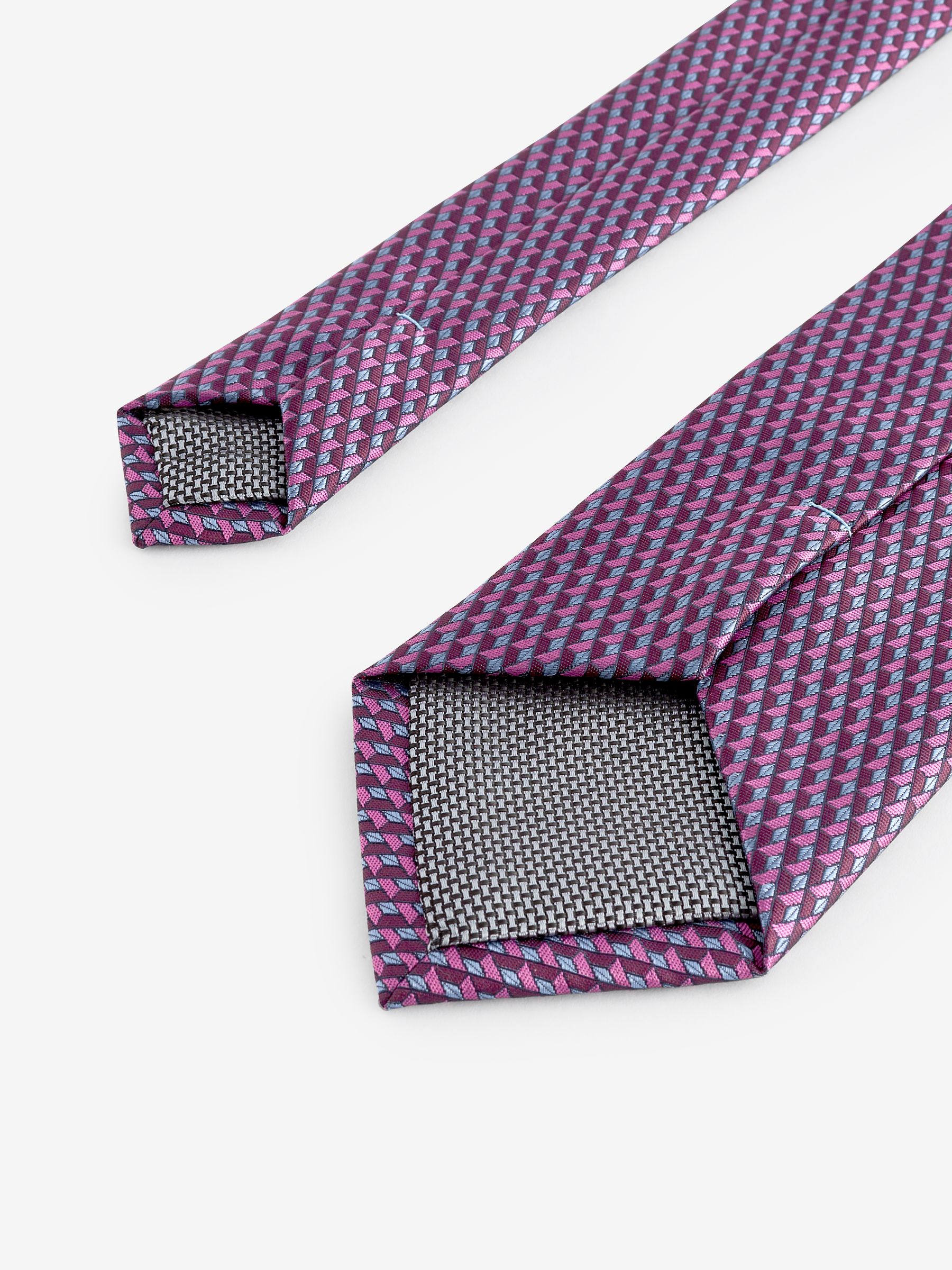 Buy Magenta Pink Geometric Pattern Tie from the Next UK online shop