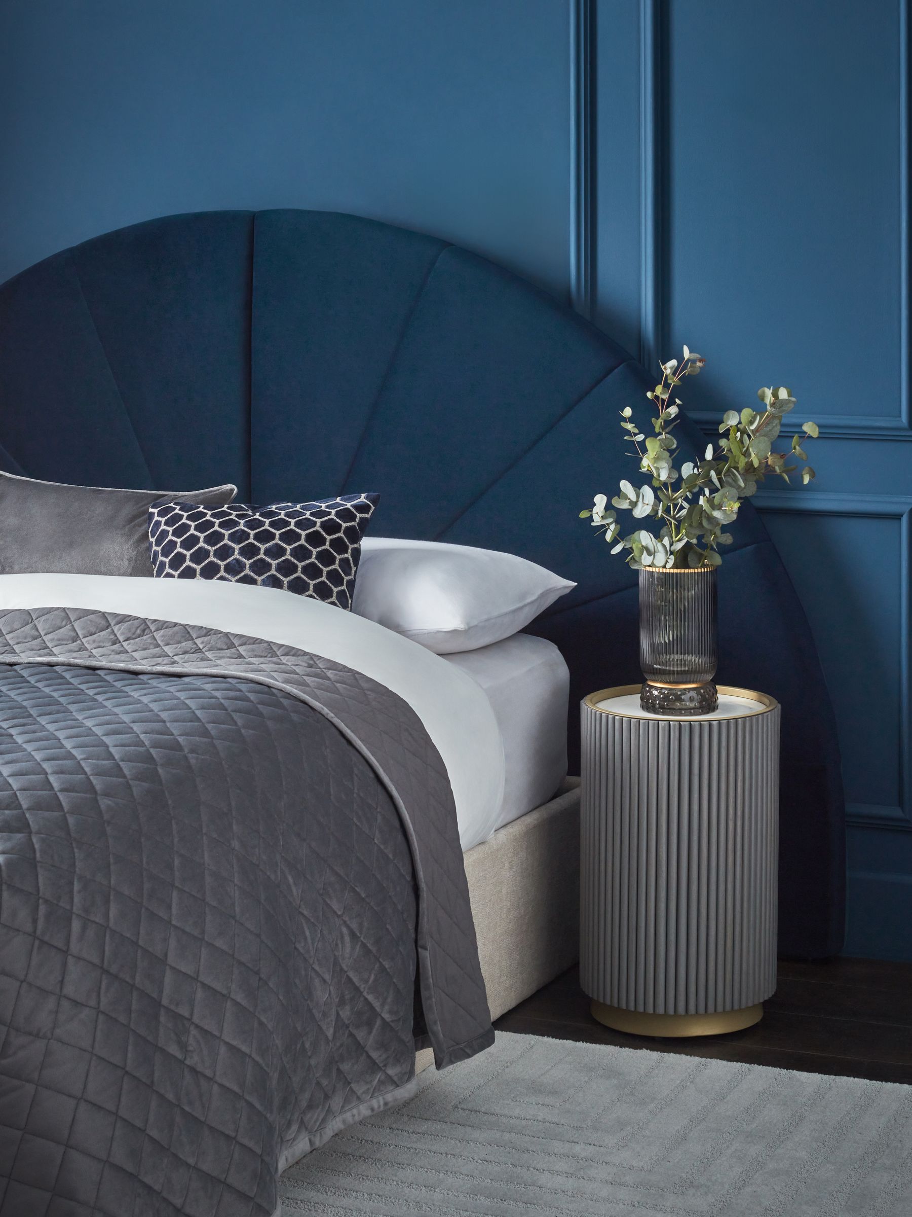 Buy Soft Velvet Navy Savannah Upholstered Headboard from the Next UK online shop