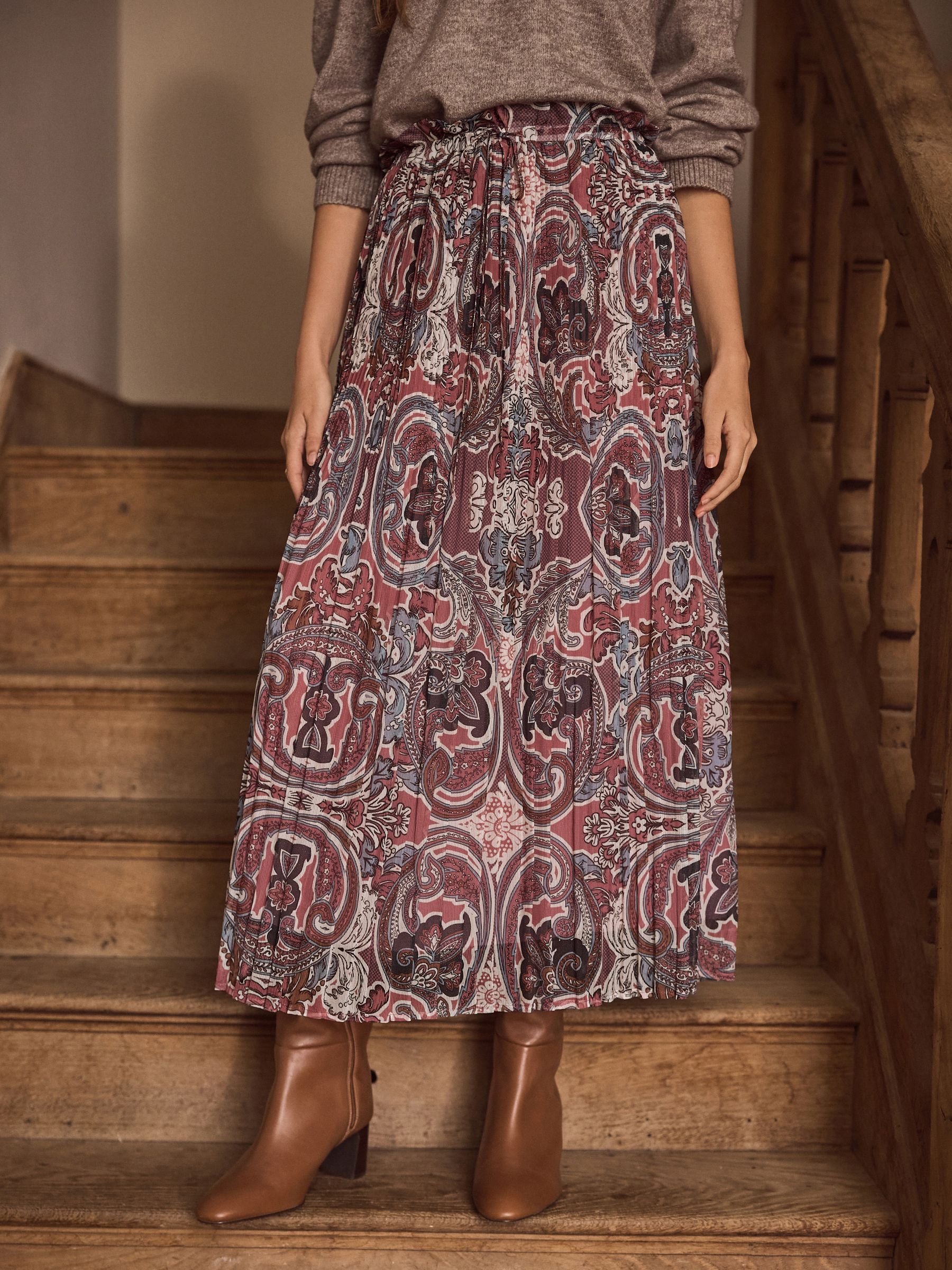 Buy Boho Pink Printed Midi Skirt from the Next UK online shop