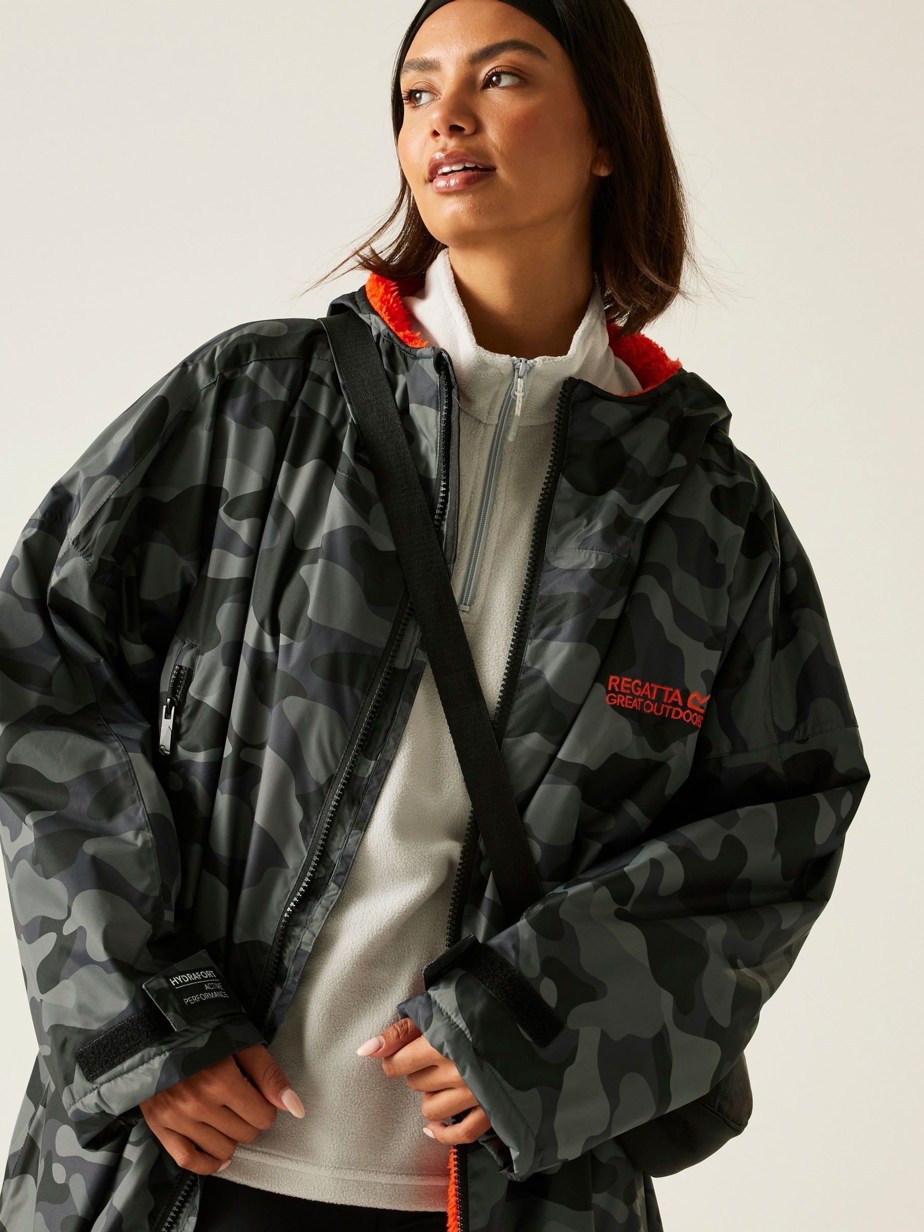Buy Regatta Grey Oversized Waterproof Borg-Fleece Lined Changing Robe ...