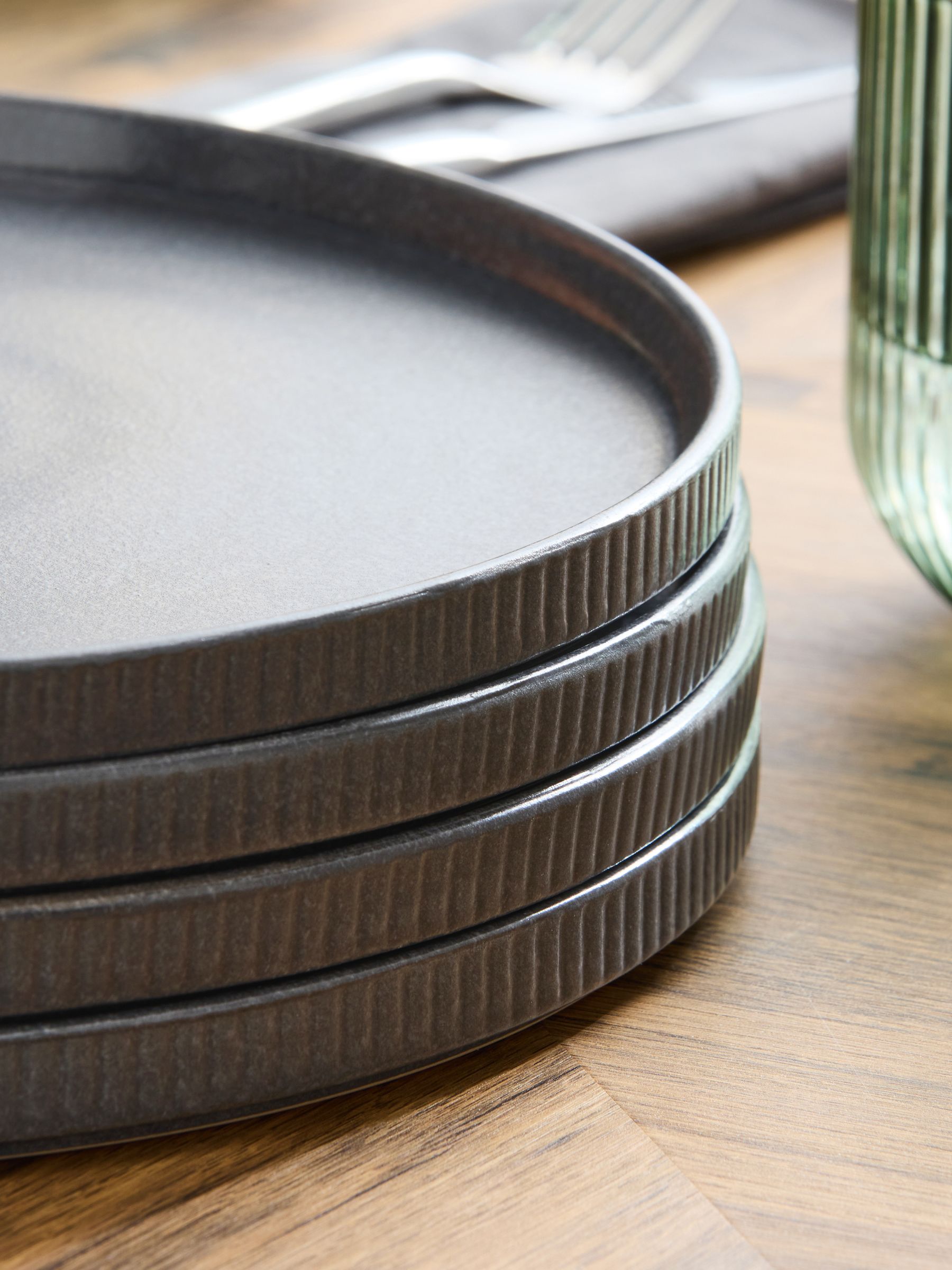 Buy Set of 4 Charcoal Grey Stamford Dinner Plates from Next Israel