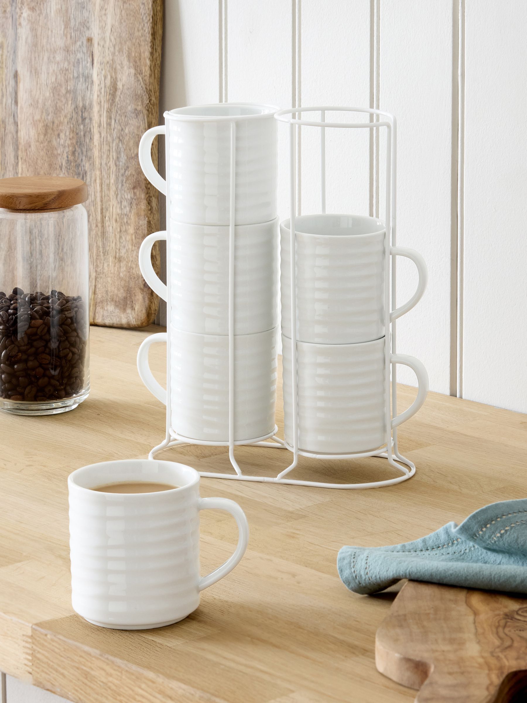 Buy Set of 6 White Malvern Stacking Mugs from the Next UK online shop