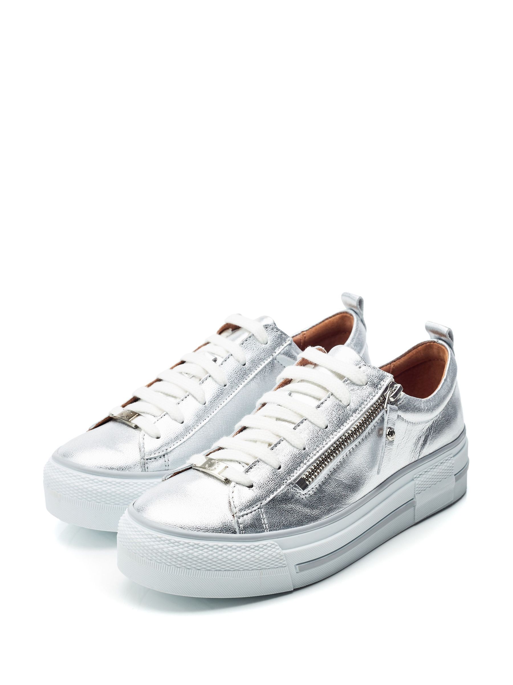 Buy Moda in Pelle Silver Filician Chunky Leather Trainer With Zip And ...