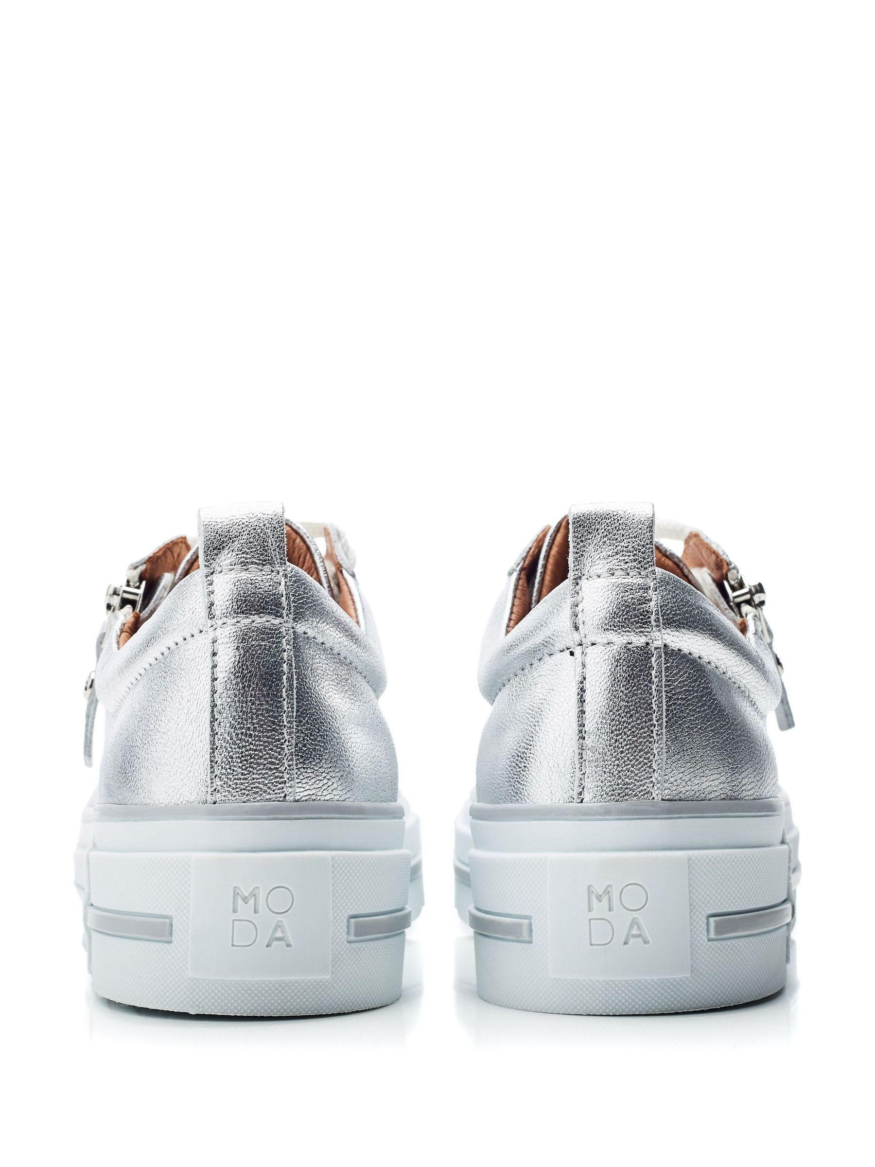 Buy Moda in Pelle Silver Filician Chunky Leather Trainer With Zip And ...
