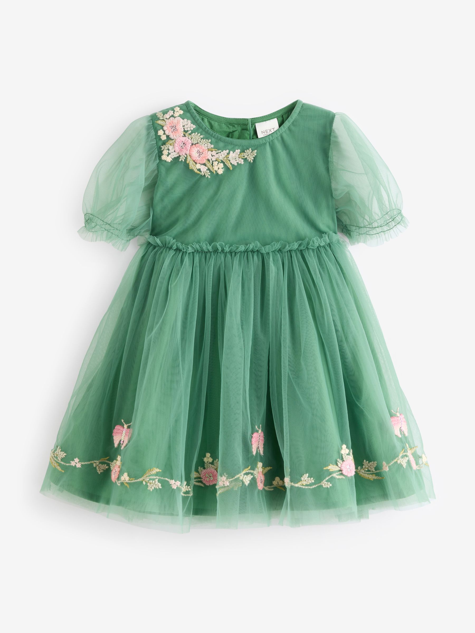 Buy Green Embroidered Mesh Party Dress (3mths-10yrs) from Next Saudi Arabia