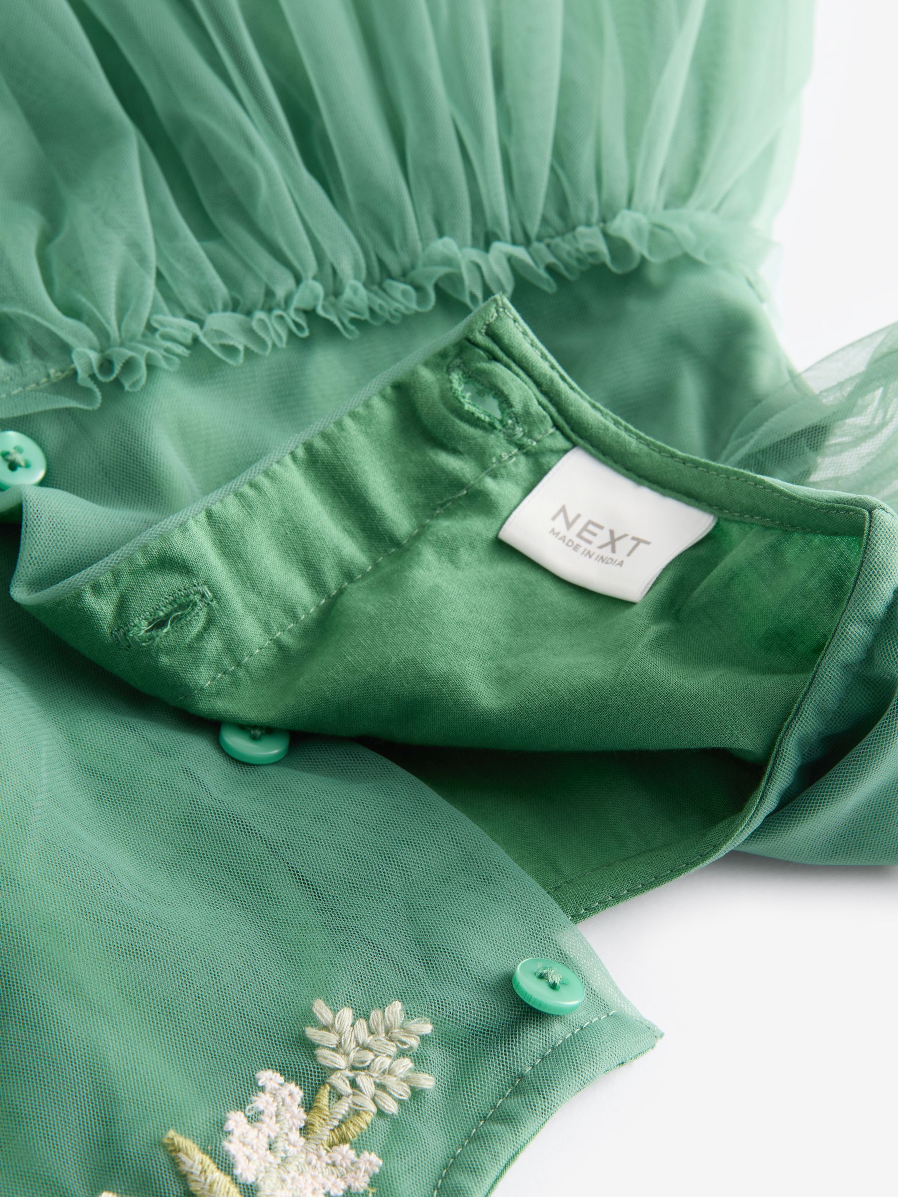 Buy Green Embroidered Mesh Party Dress (3mths-10yrs) from Next Saudi Arabia
