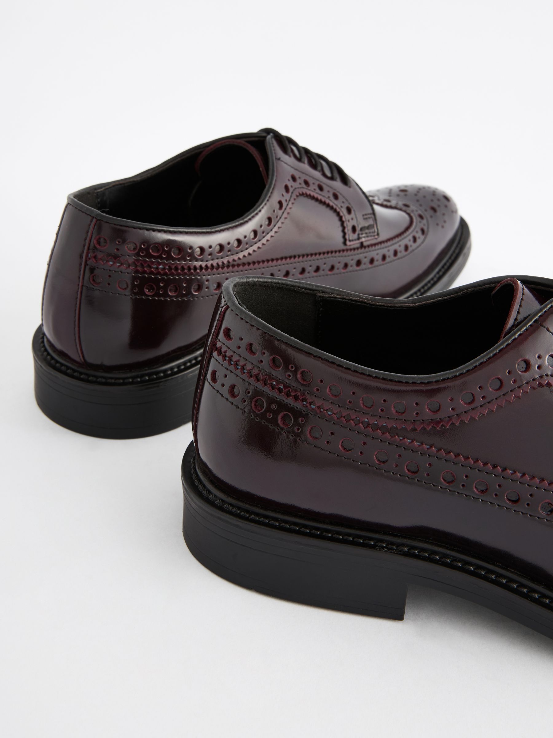 Buy Burgundy Red Leather High Shine Brogues Shoes from the Next UK ...