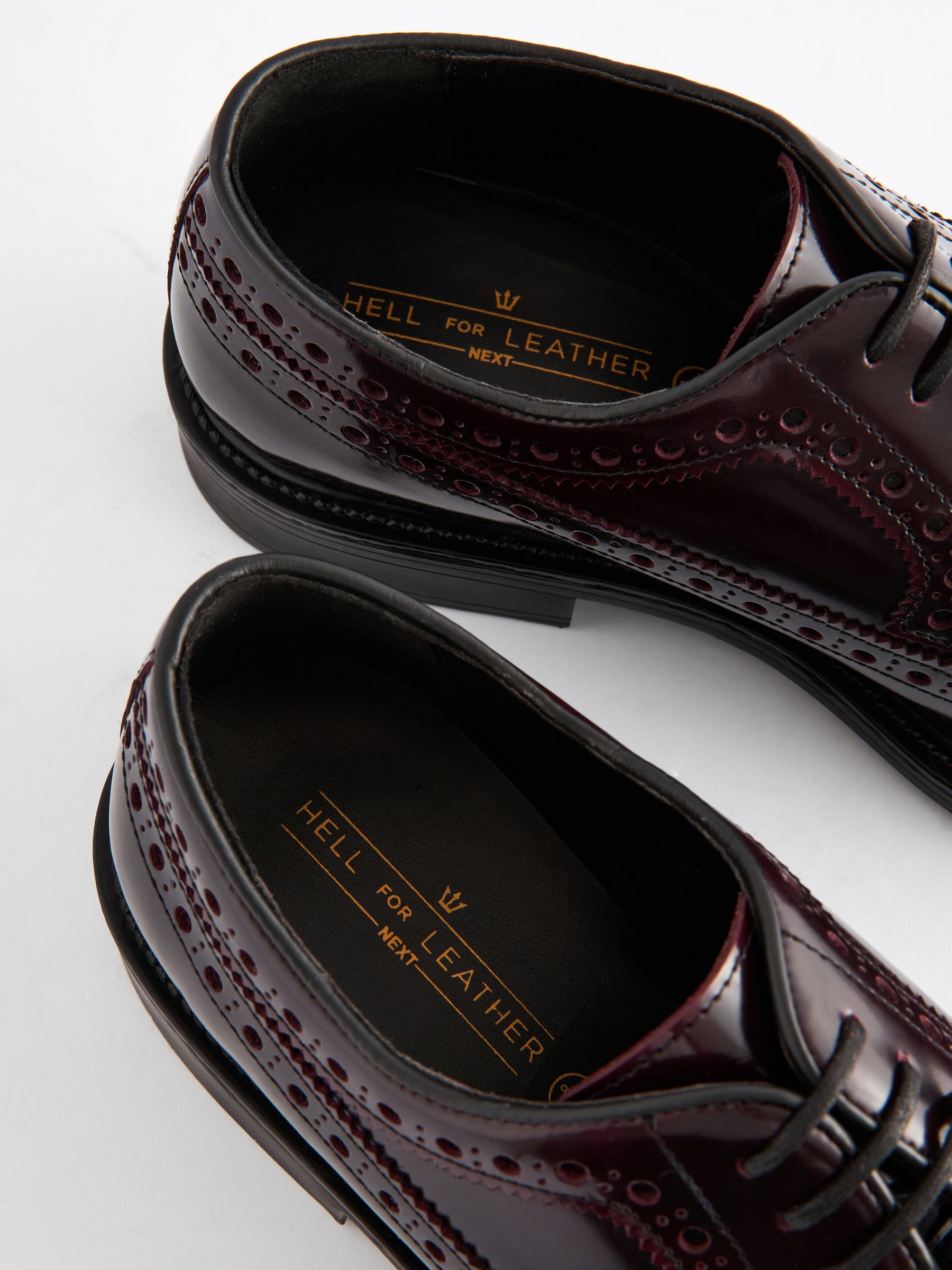 Buy Burgundy Red Leather High Shine Brogues Shoes from the Next UK ...
