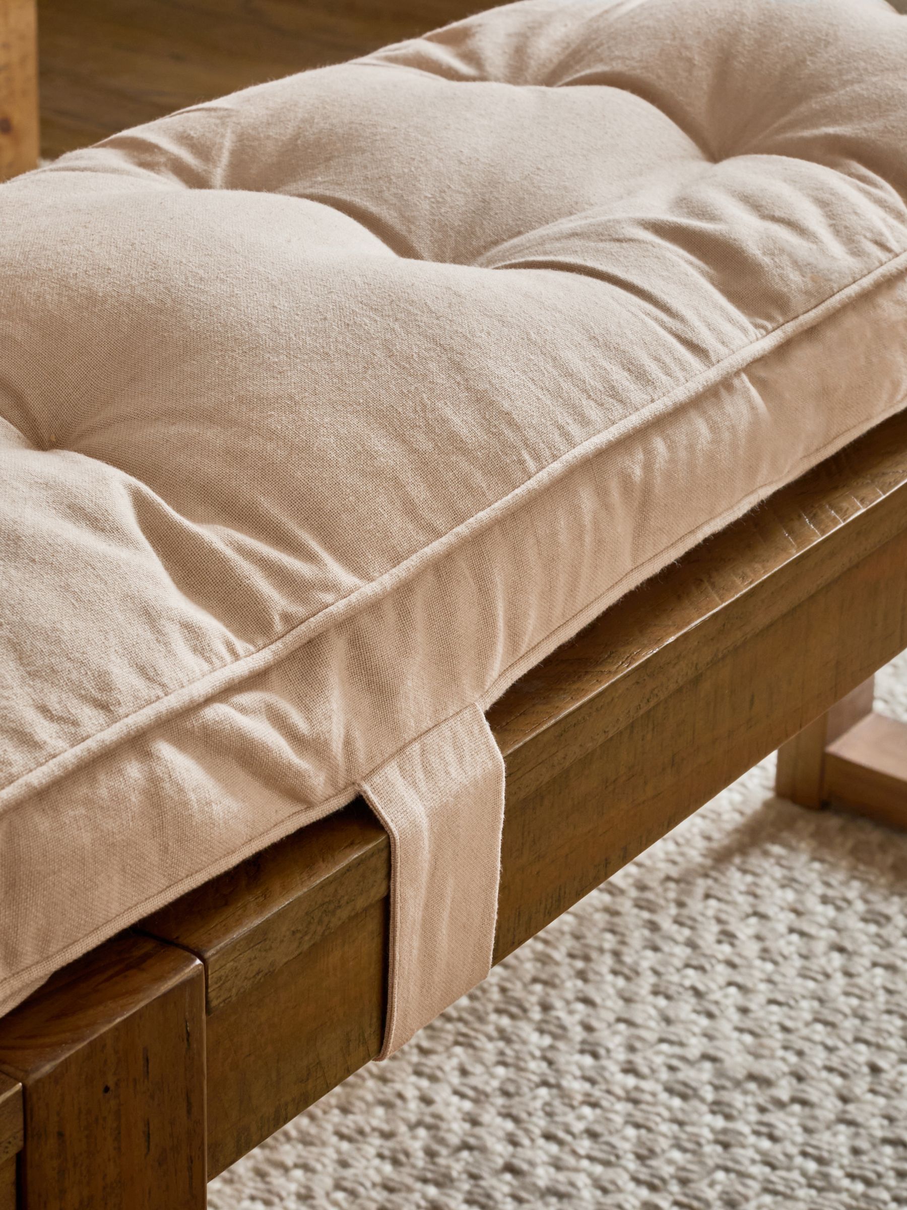Buy Natural Linen Look Padded 100% Cotton Dining Bench Seat Cushions ...