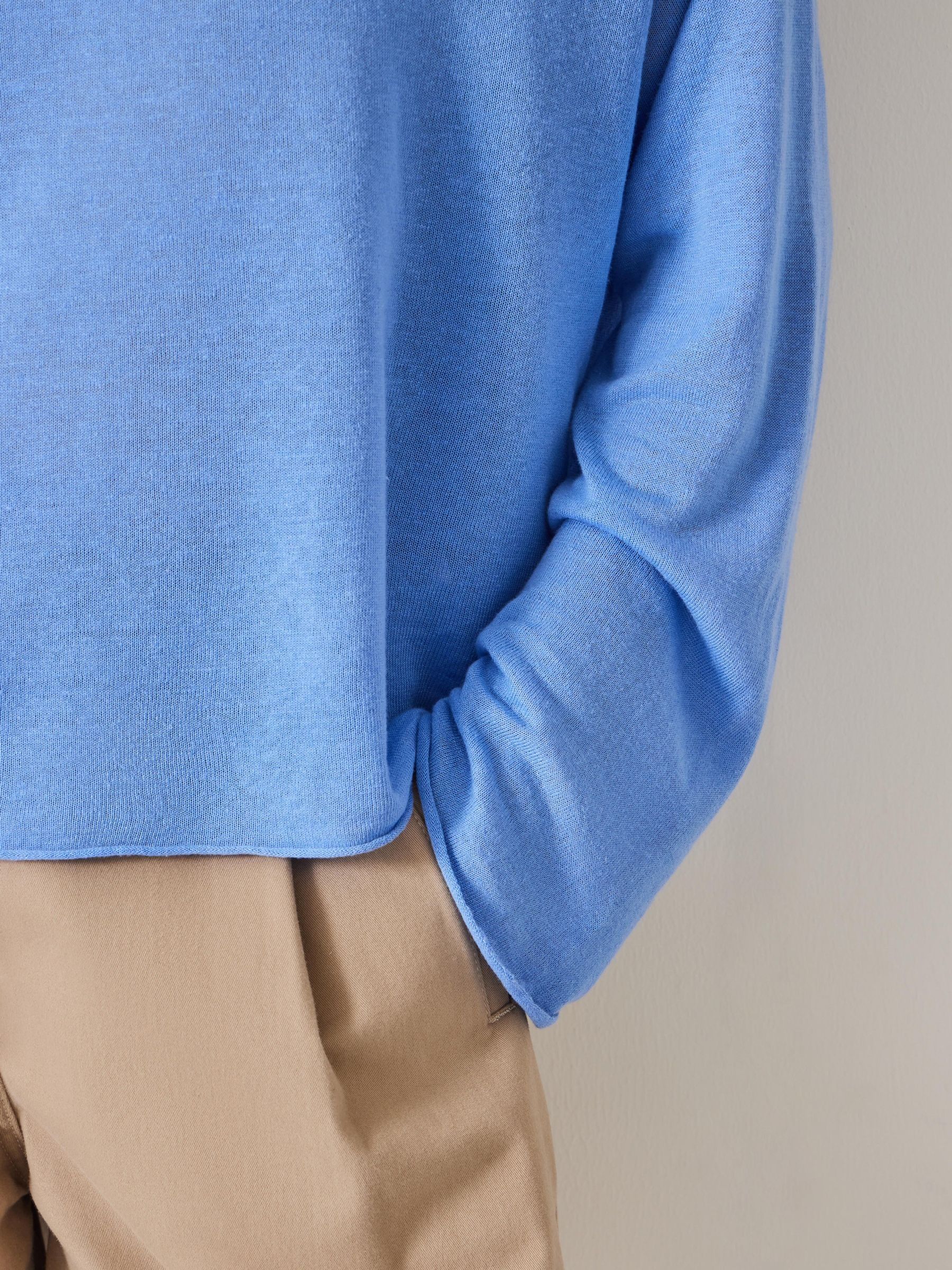 Buy Hush Blue Aarani Open Neck Linen Blend Crew Top from the Next UK ...