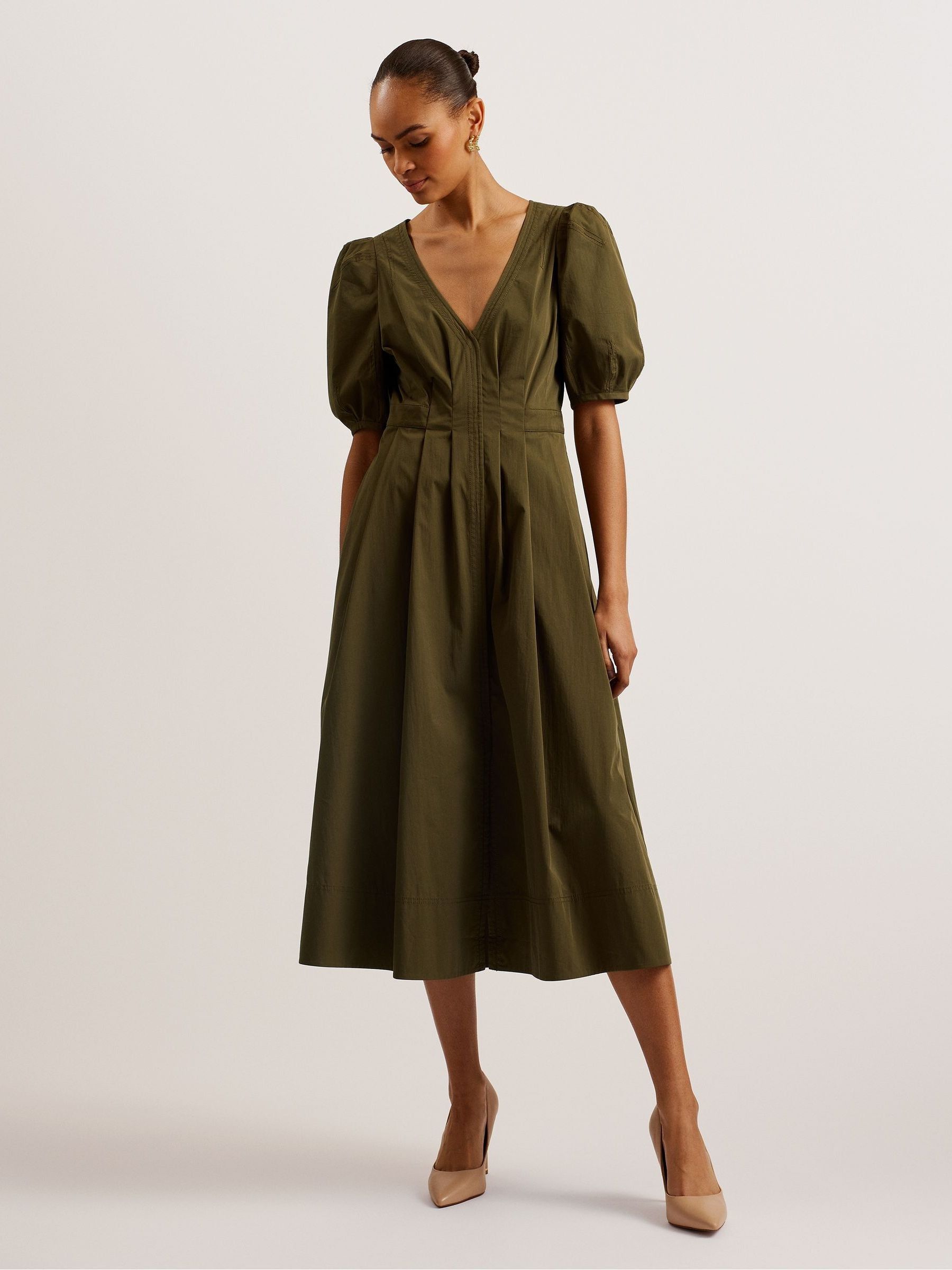 Buy Ted Baker Green Ledra Puff Sleeve Midi Dress from Next Luxembourg