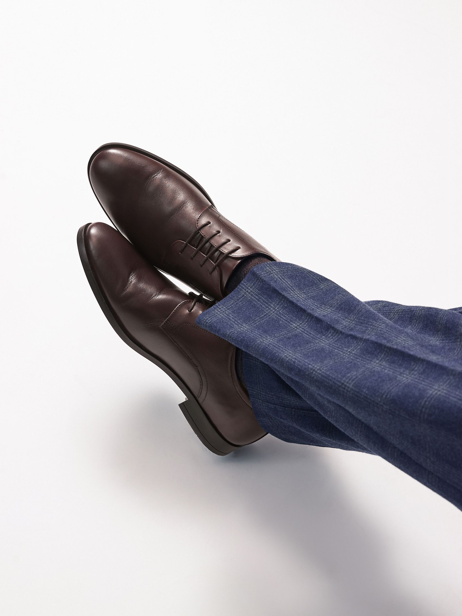 Buy Brown Standard Fit Leather Plain Derby Shoes from Next Ireland