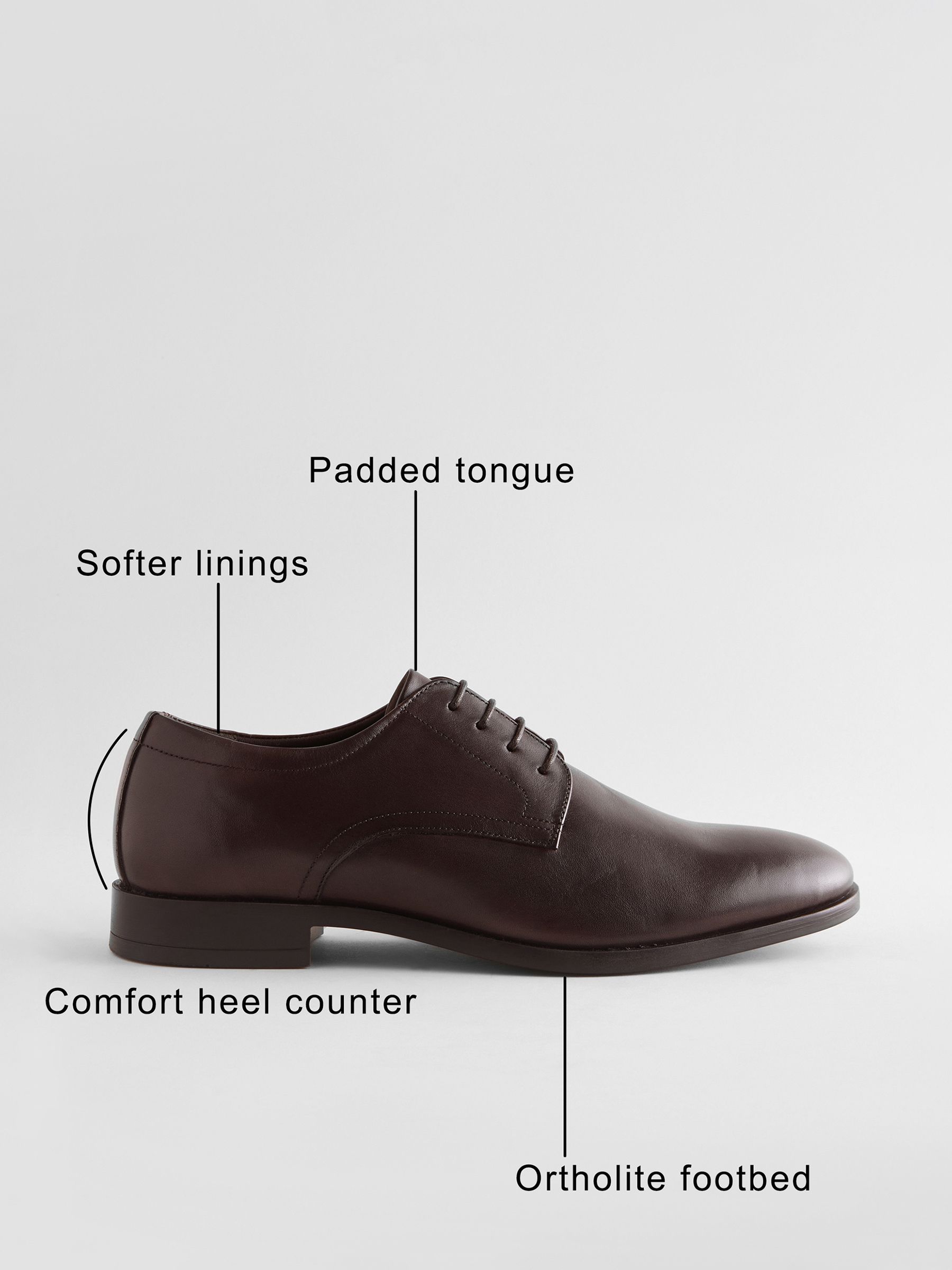 Buy Brown Standard Fit Leather Plain Derby Shoes from Next Australia