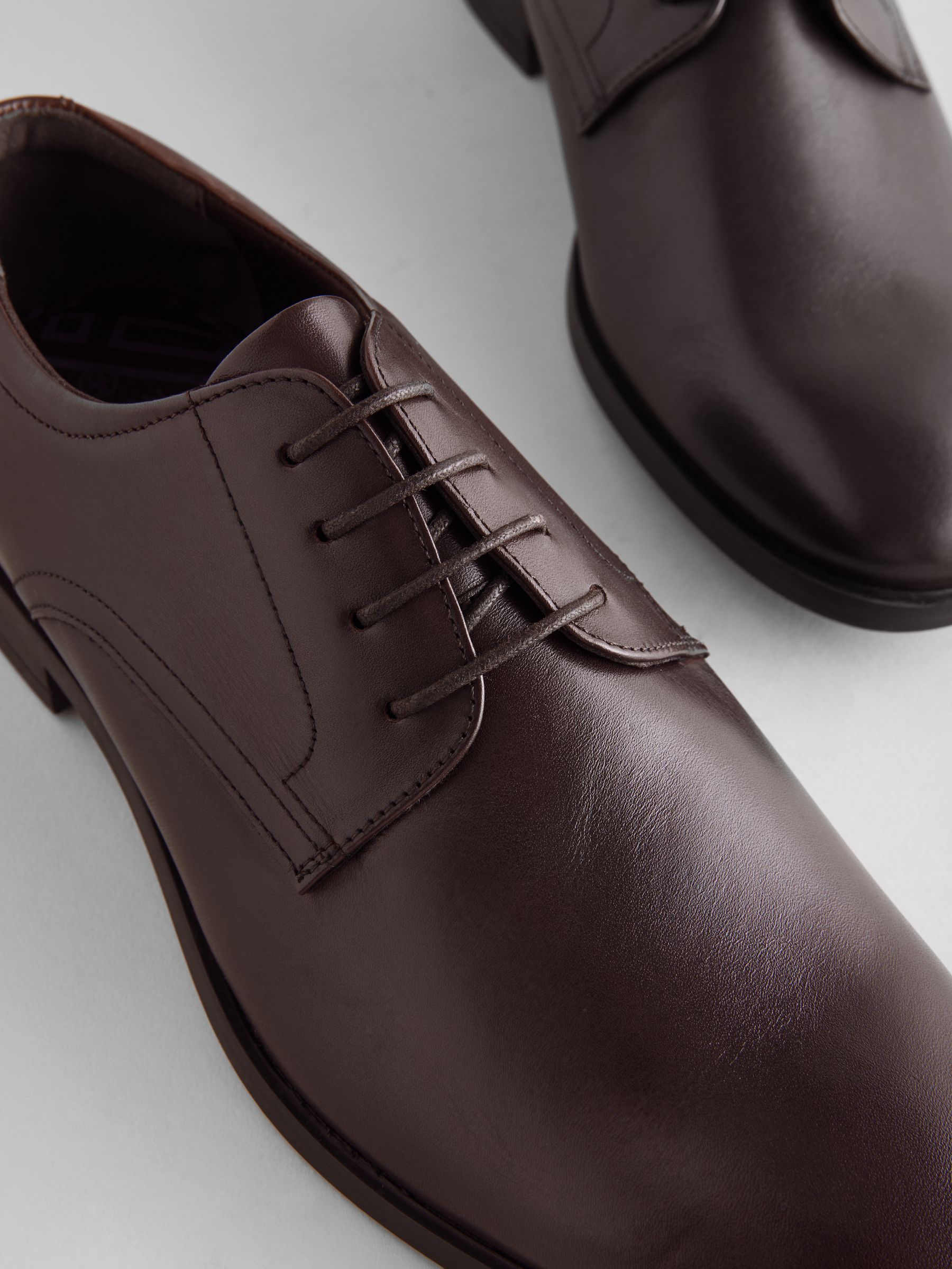 Buy Brown Standard Fit Leather Plain Derby Shoes from Next Australia
