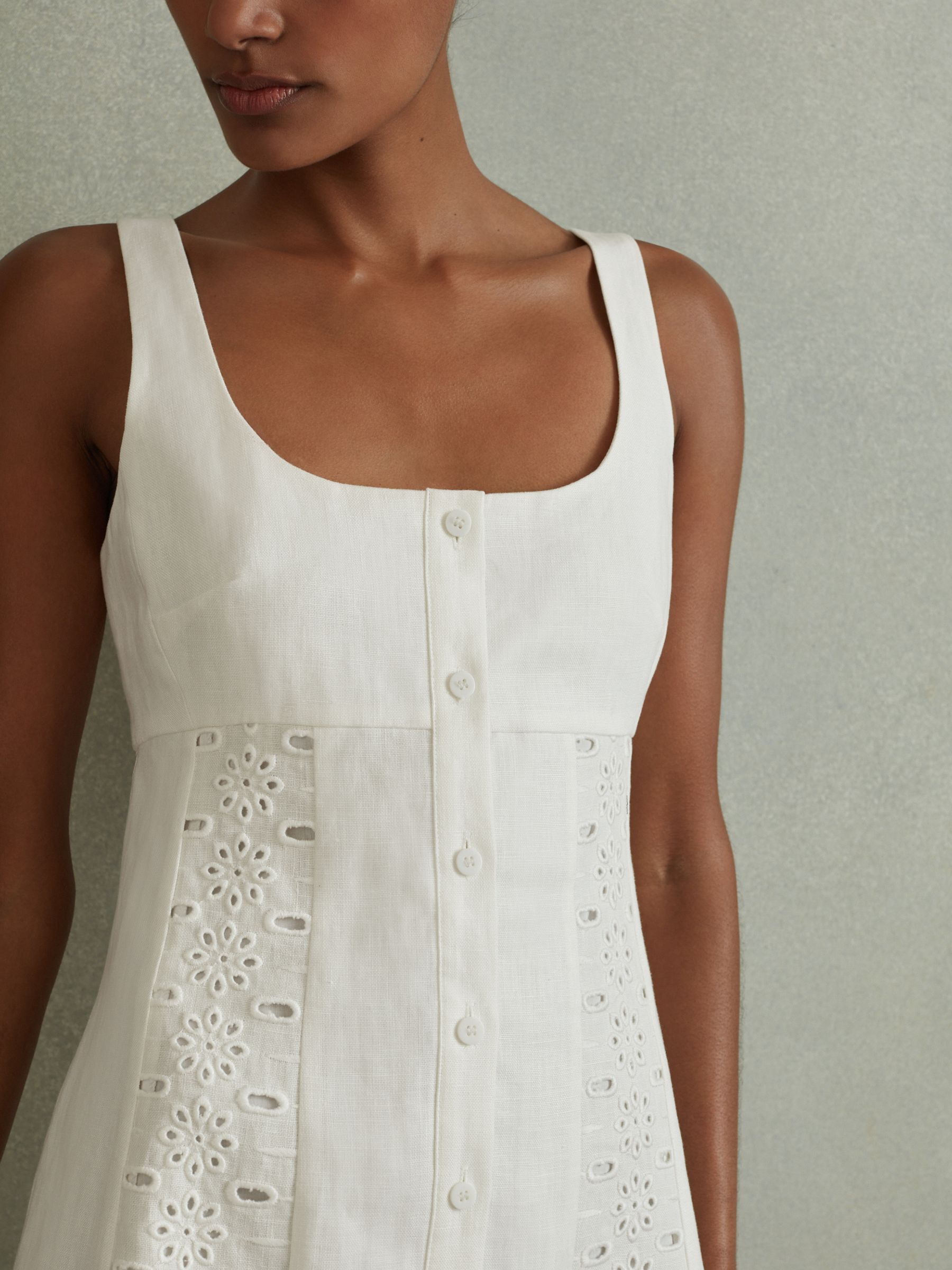 Buy Reiss Ivory Dorothea Linen Broderie Mini Dress from the Next UK ...