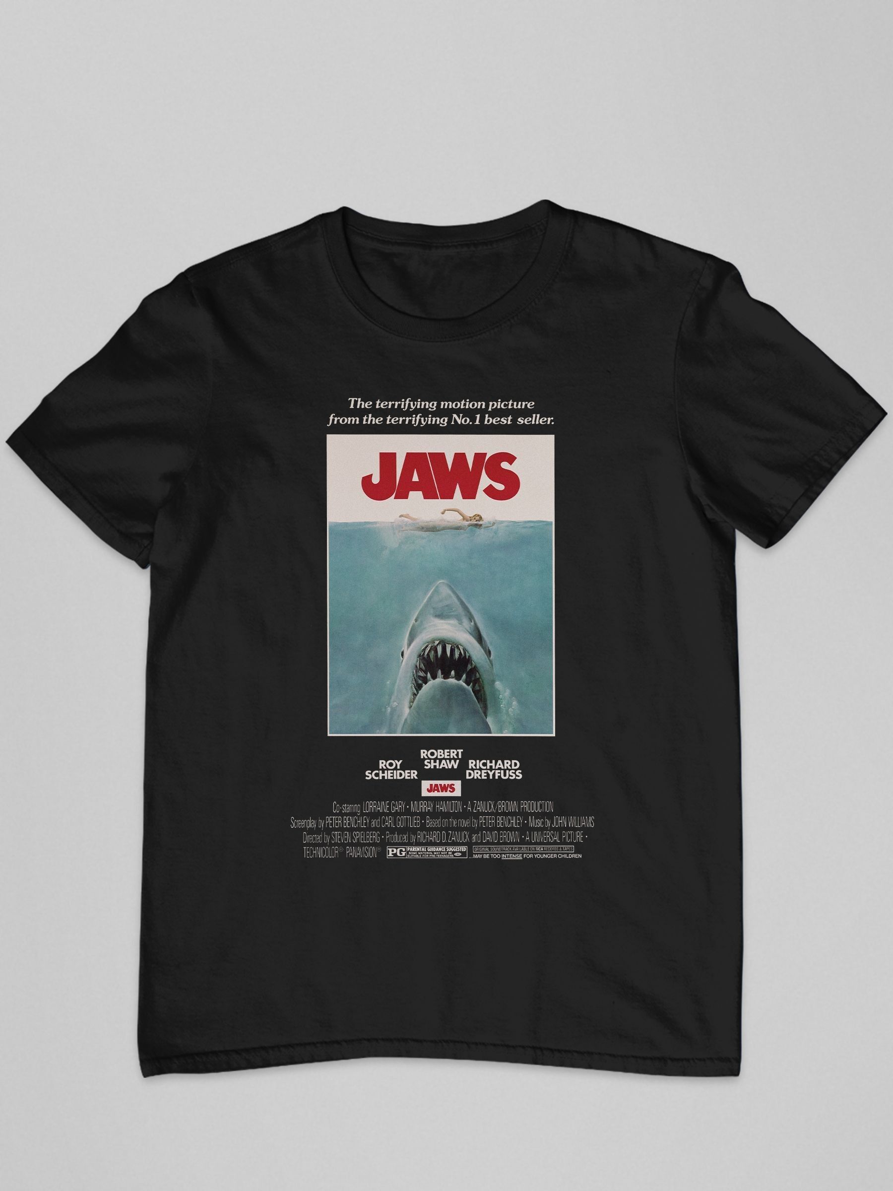 Buy All + Every Black Jaws Movie Poster Mens 100% Cotton T-Shirt from ...