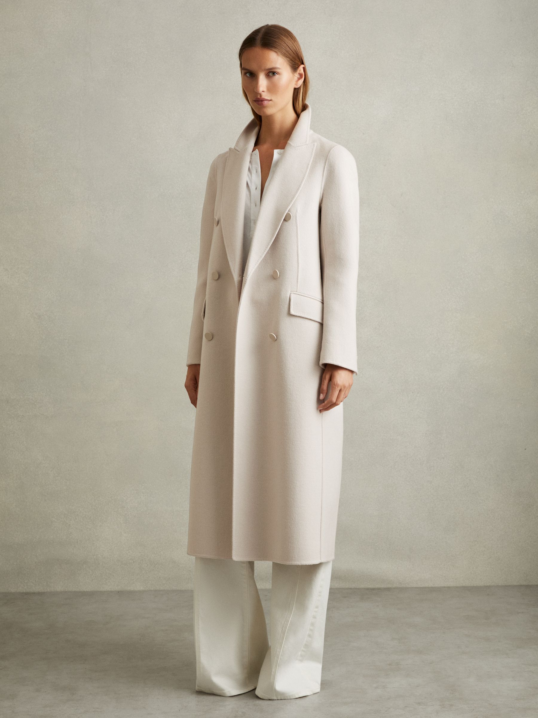 Buy Reiss Neutral Maeve Wool-Blend Double-Breasted Blindseam Coat from ...