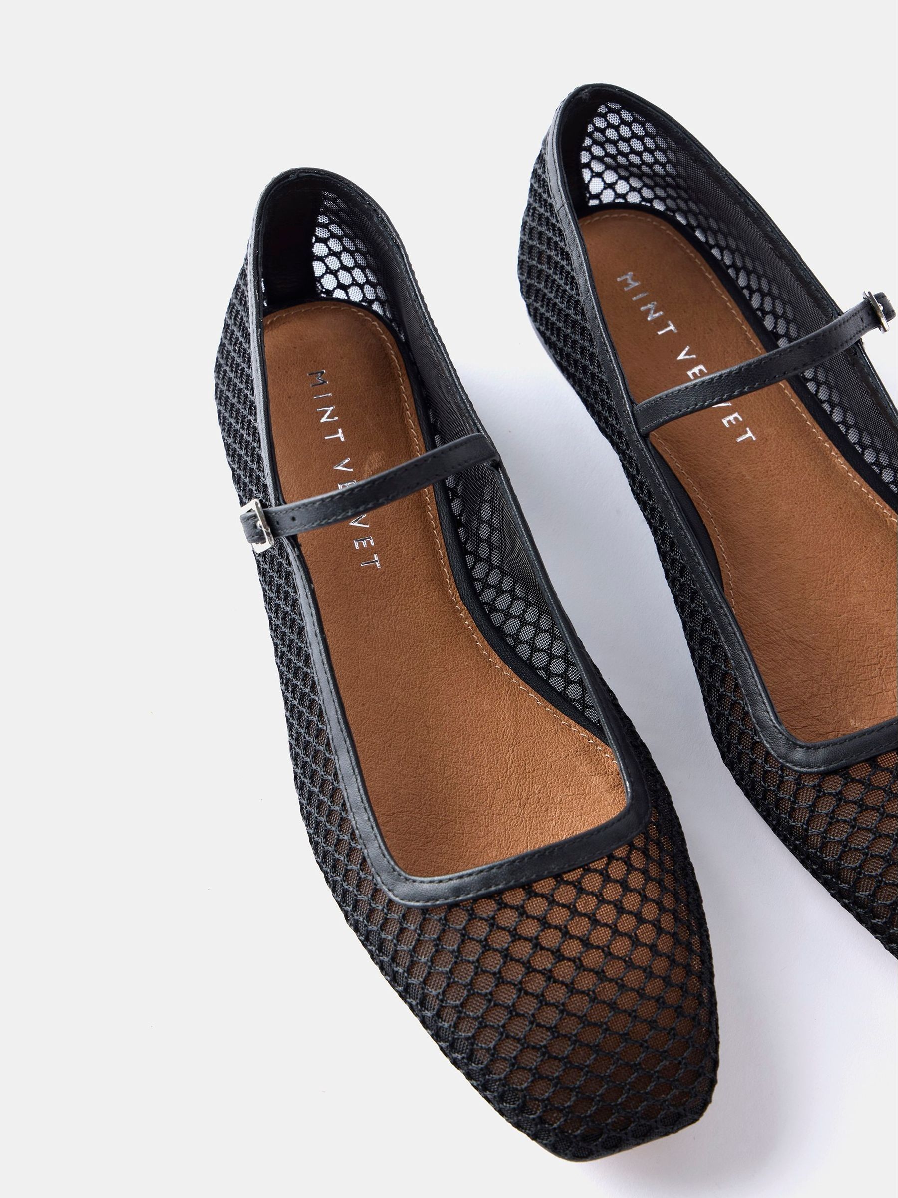 Buy Mint Velvet Black Mesh Ballet Pumps from the Next UK online shop