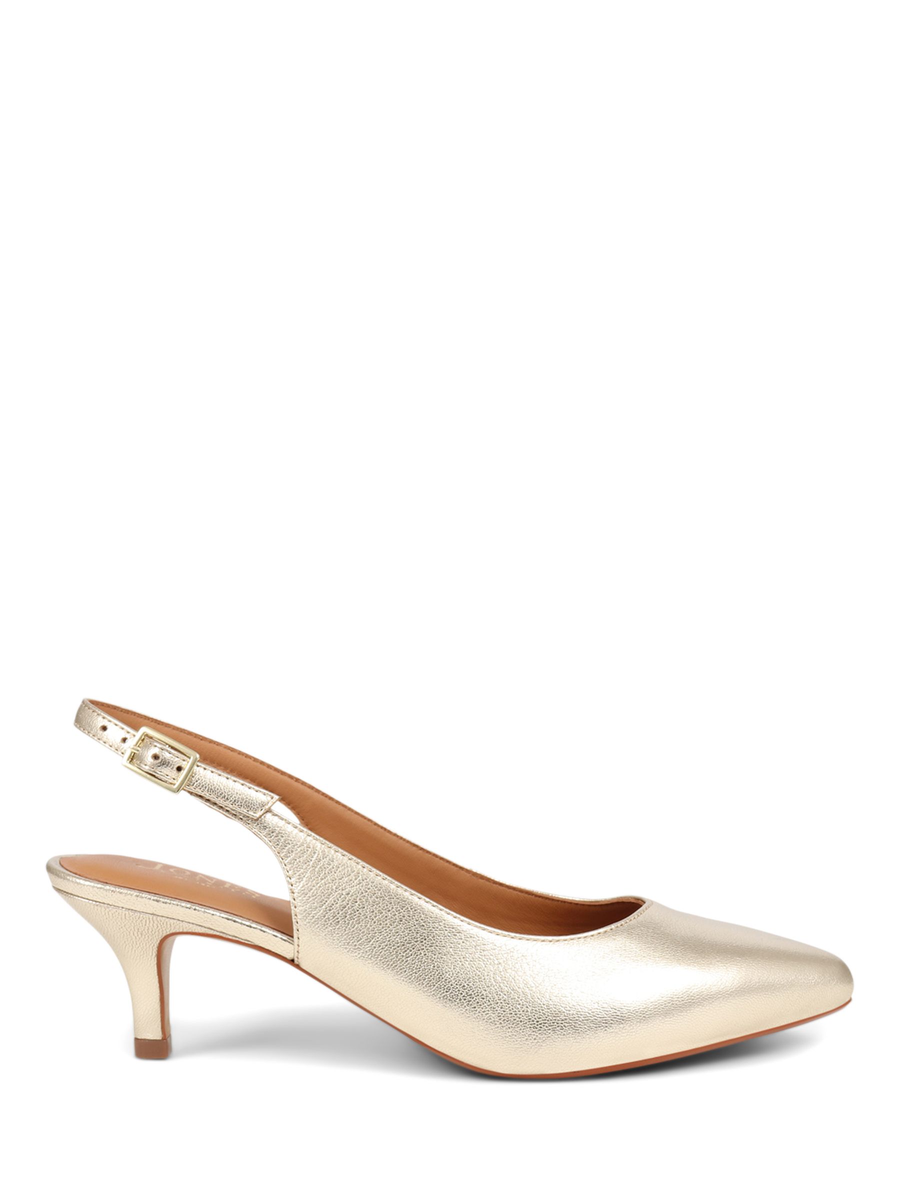 Buy Jones Bootmaker Gold Gloriana Block Heel Leather Buckled Sandals ...