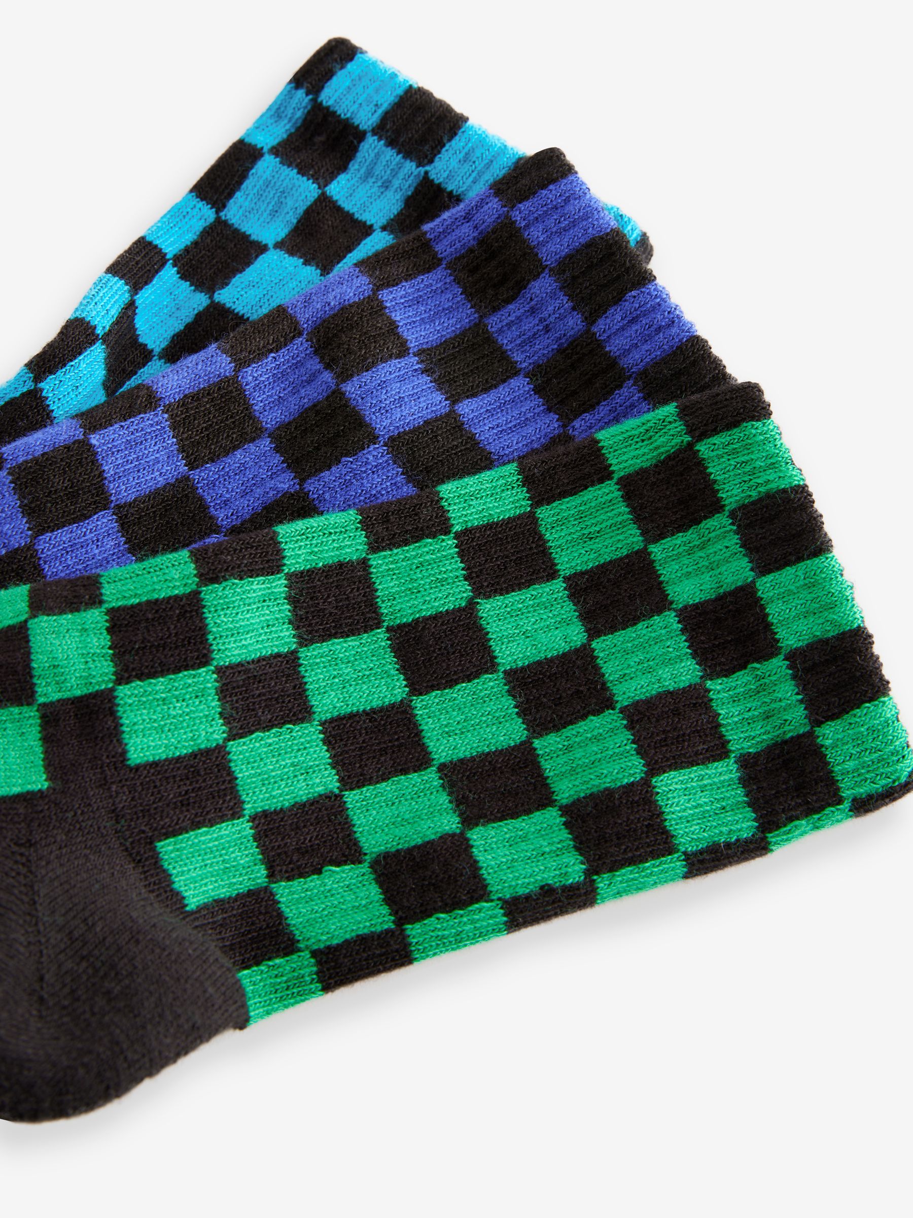 Buy Checkerboard Cushioned Footbed Cotton Rich Ribbed Socks 3 Pack from ...