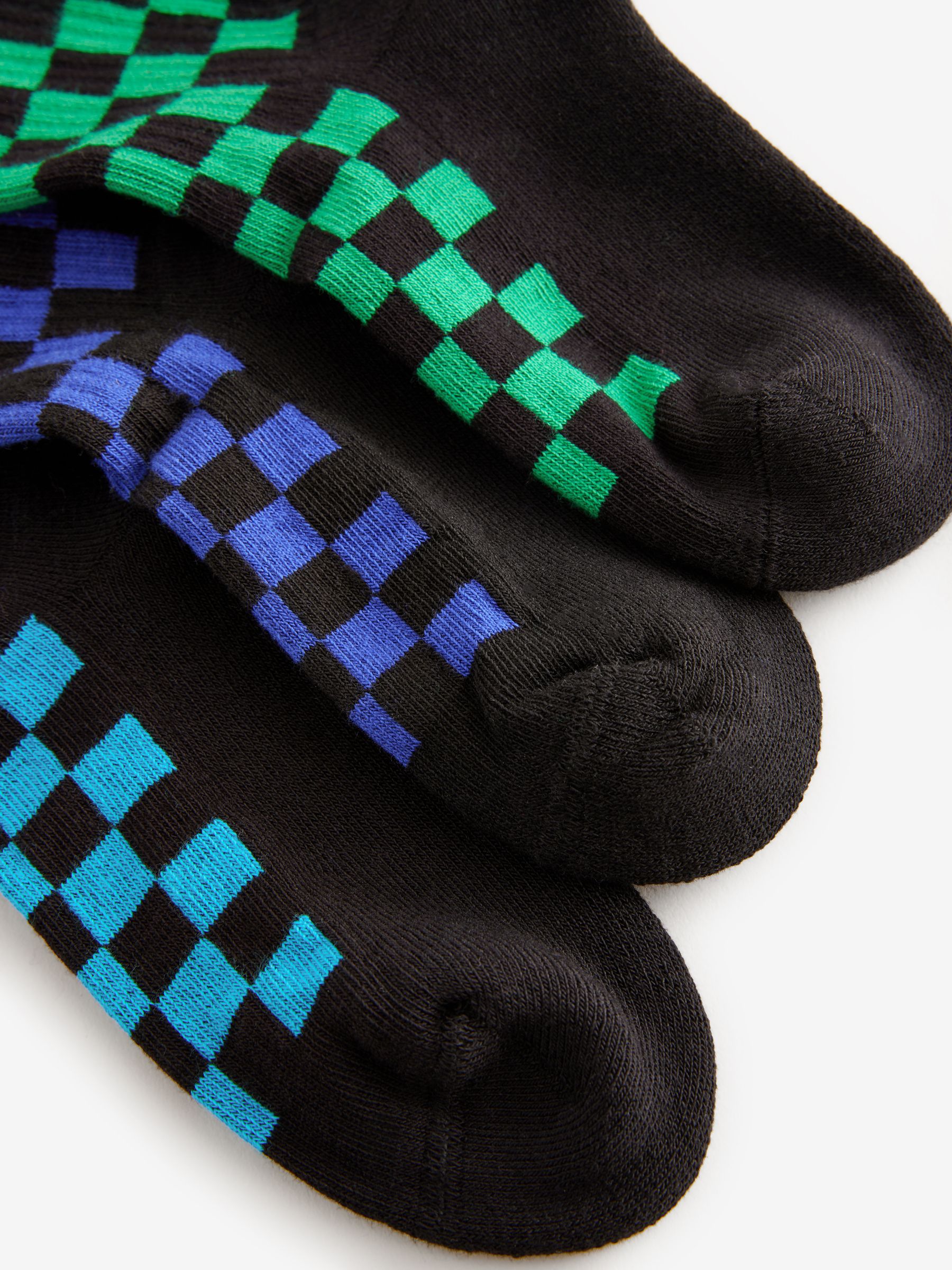 Buy Checkerboard Cushioned Footbed Cotton Rich Ribbed Socks 3 Pack from ...