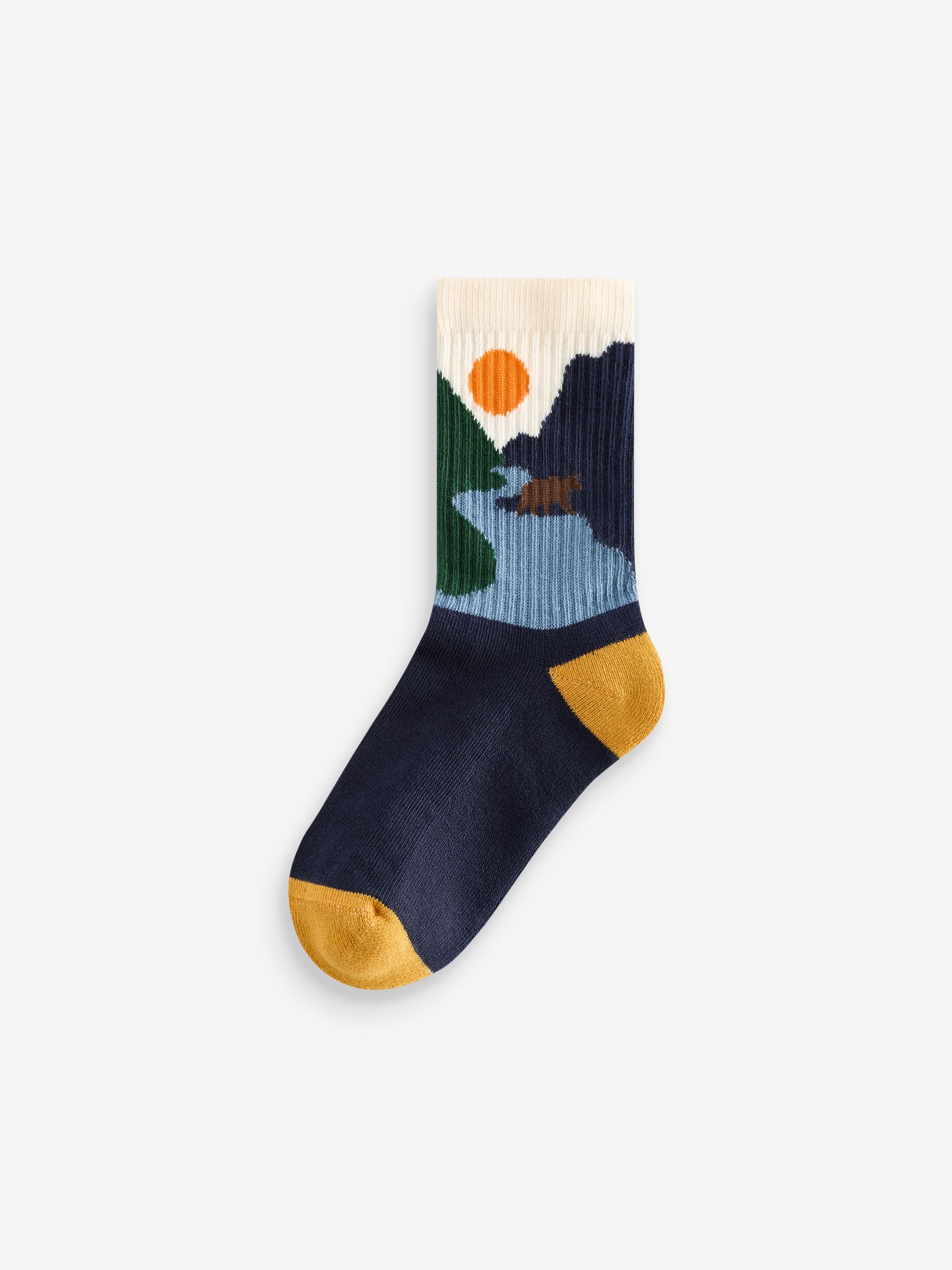 Buy Multi Cushioned Footbed Cotton Rich Ribbed Tipped Socks 5 Pack from ...