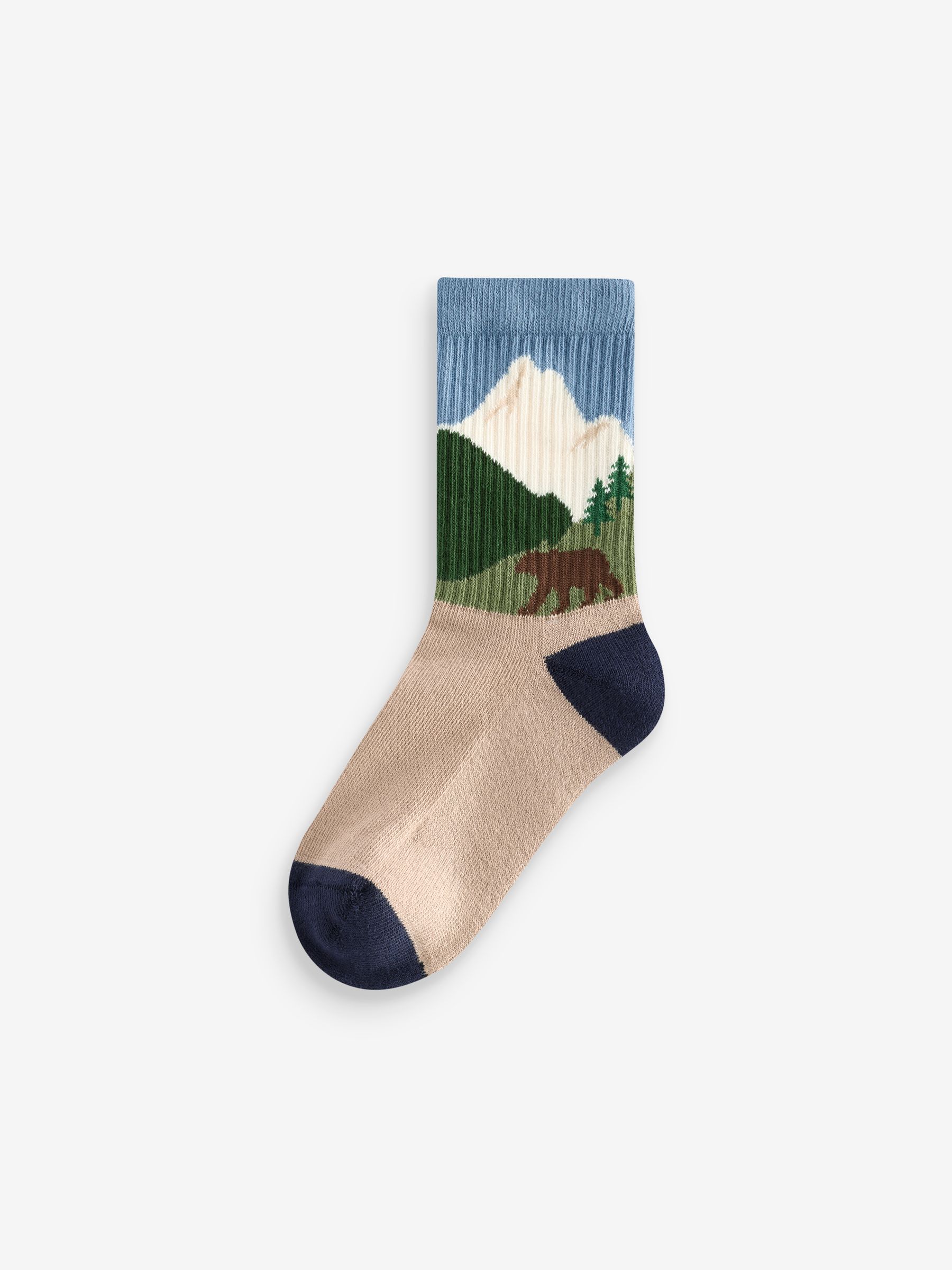 Buy Multi Cushioned Footbed Cotton Rich Ribbed Tipped Socks 5 Pack from ...