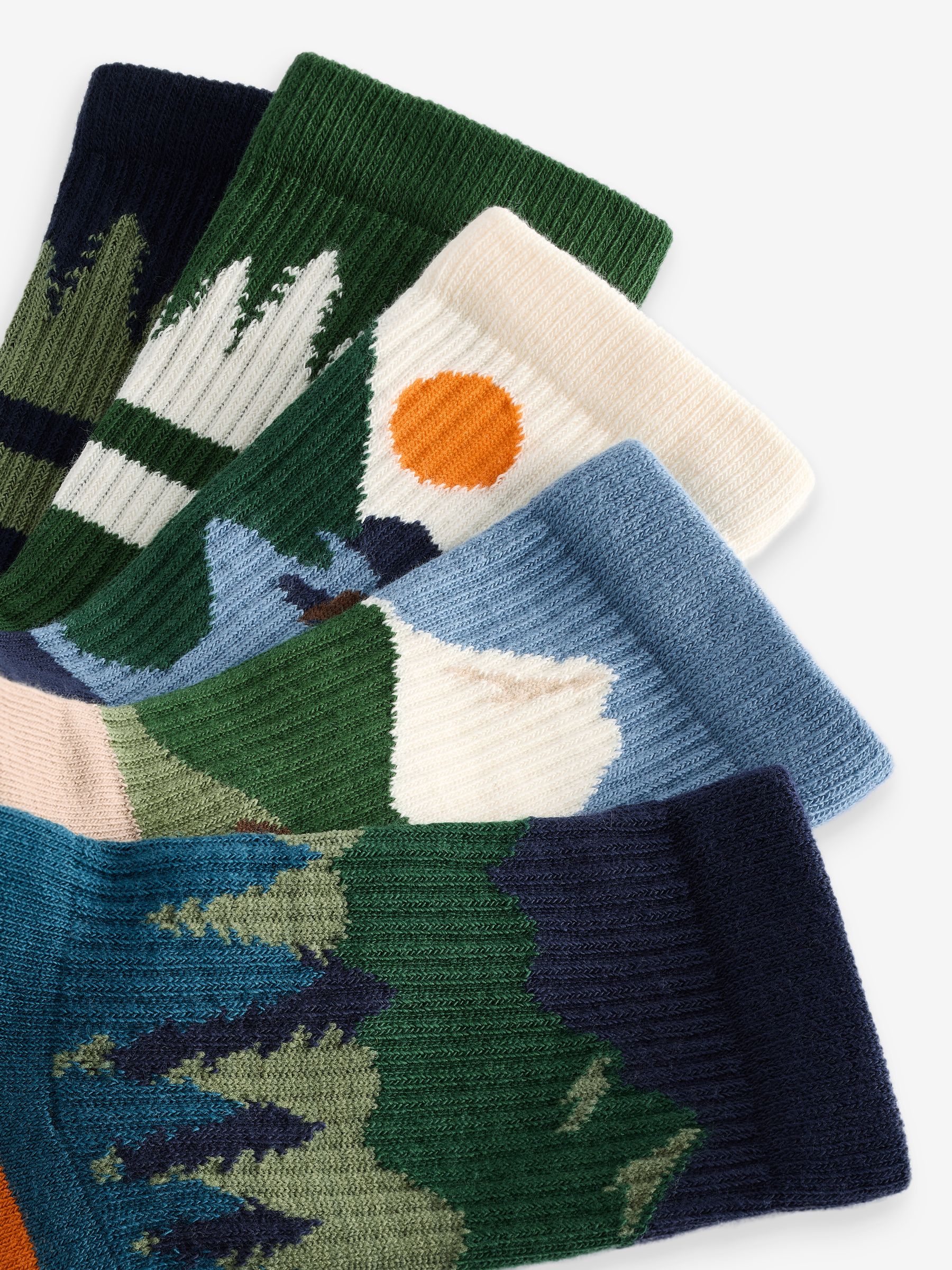 Buy Multi Cushioned Footbed Cotton Rich Ribbed Tipped Socks 5 Pack from ...