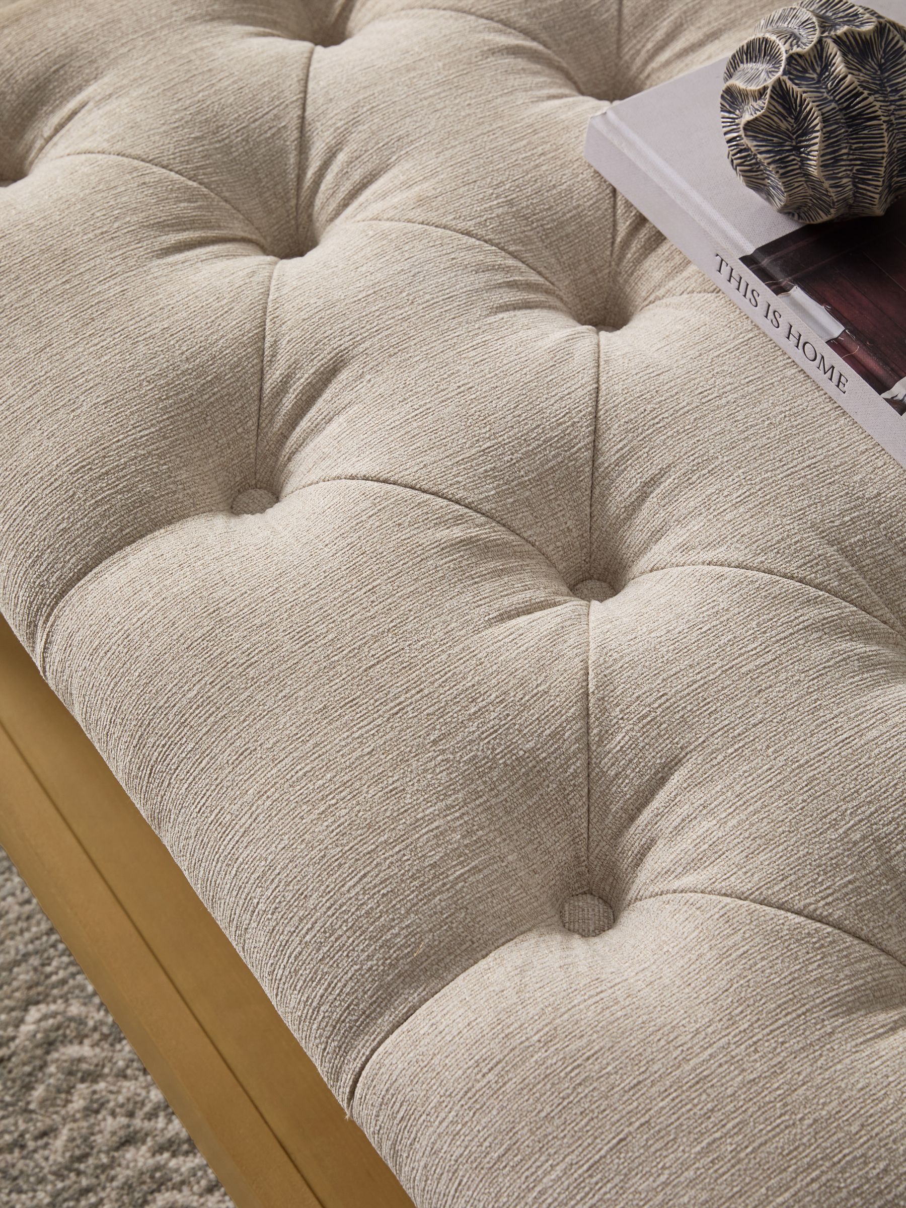 Buy Buttoned Tweedy Plain Light Natural Lancaster Buttoned Coffee Table ...