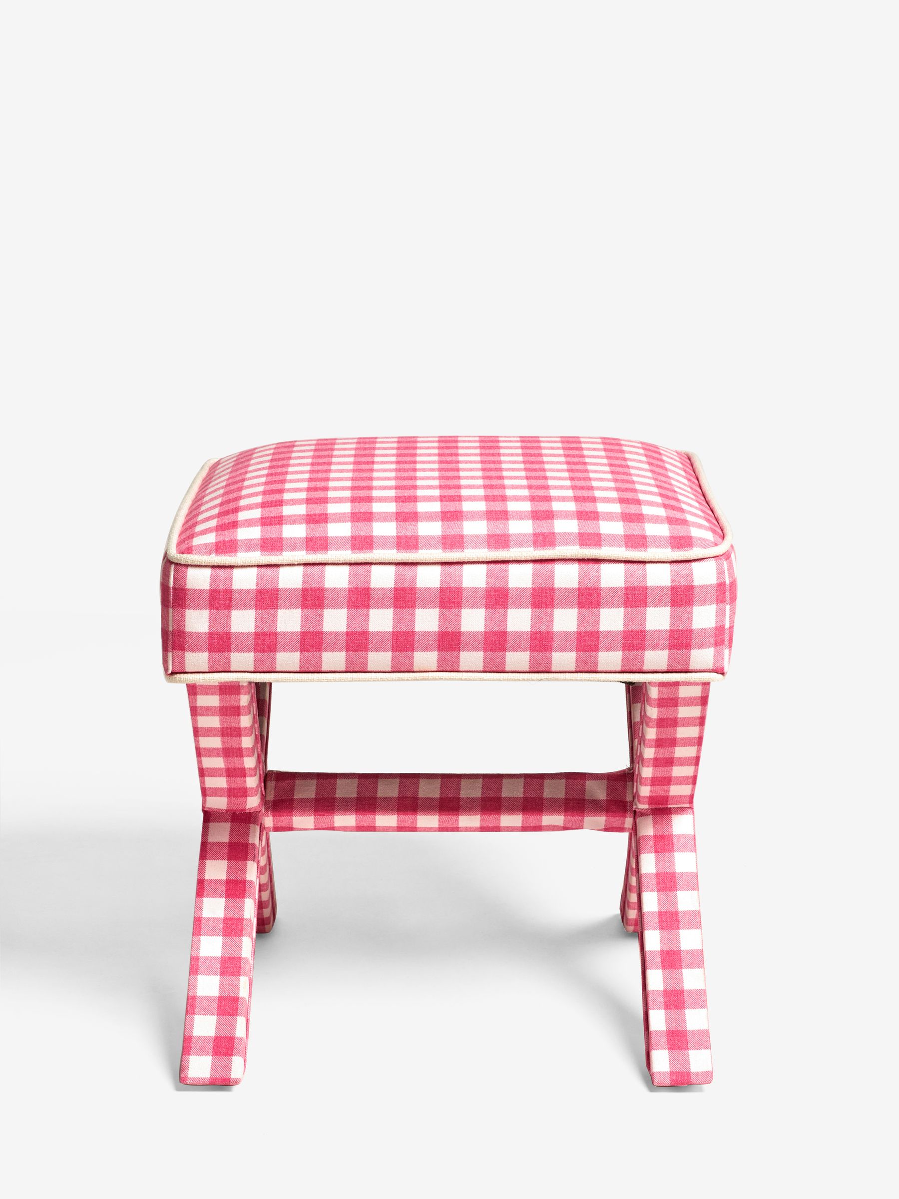 Buy Nina Campbell Pink Bracken Gingham Check Rosebury Footstool from ...