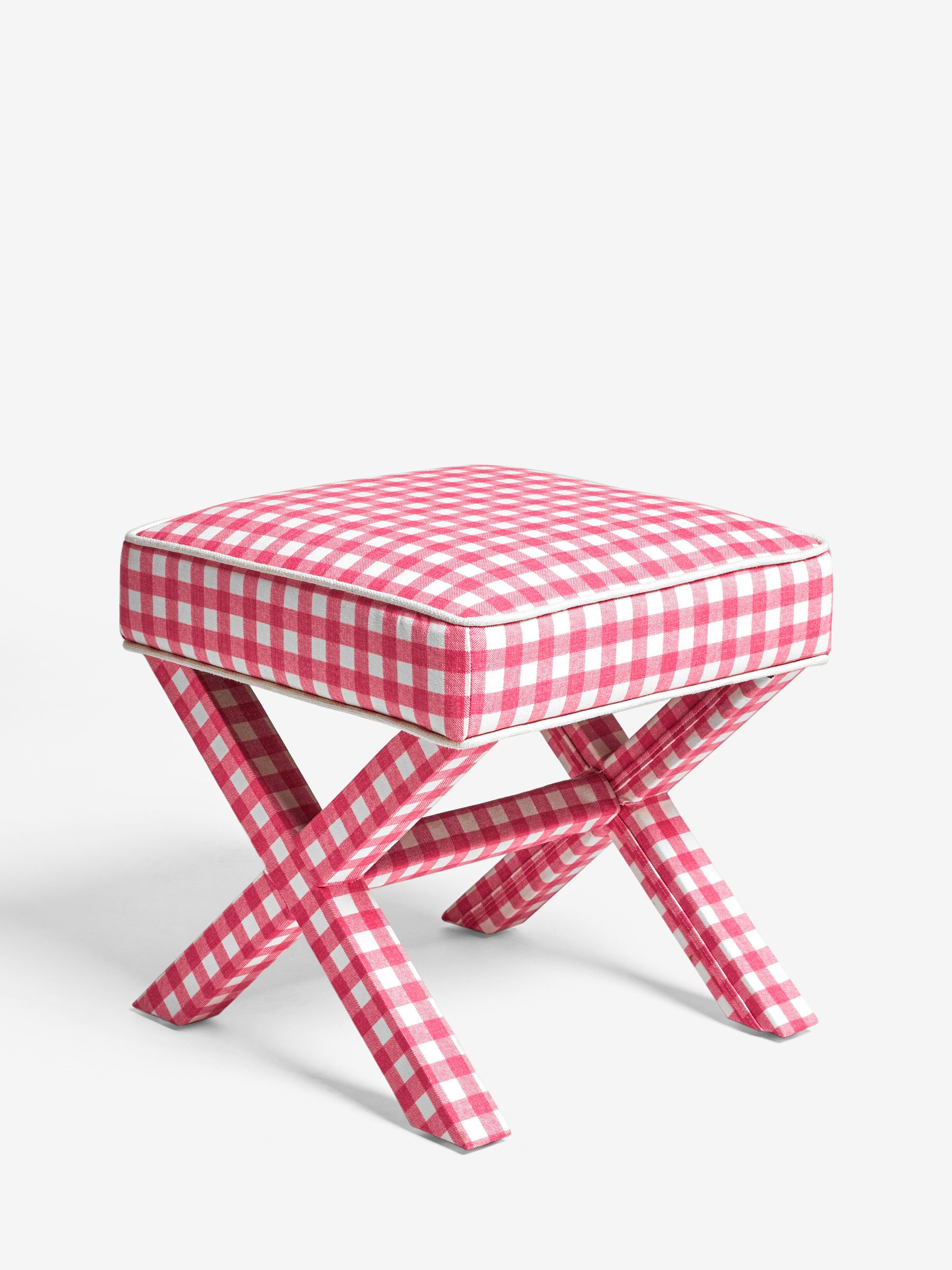 Buy Nina Campbell Pink Bracken Gingham Check Rosebury Footstool from ...