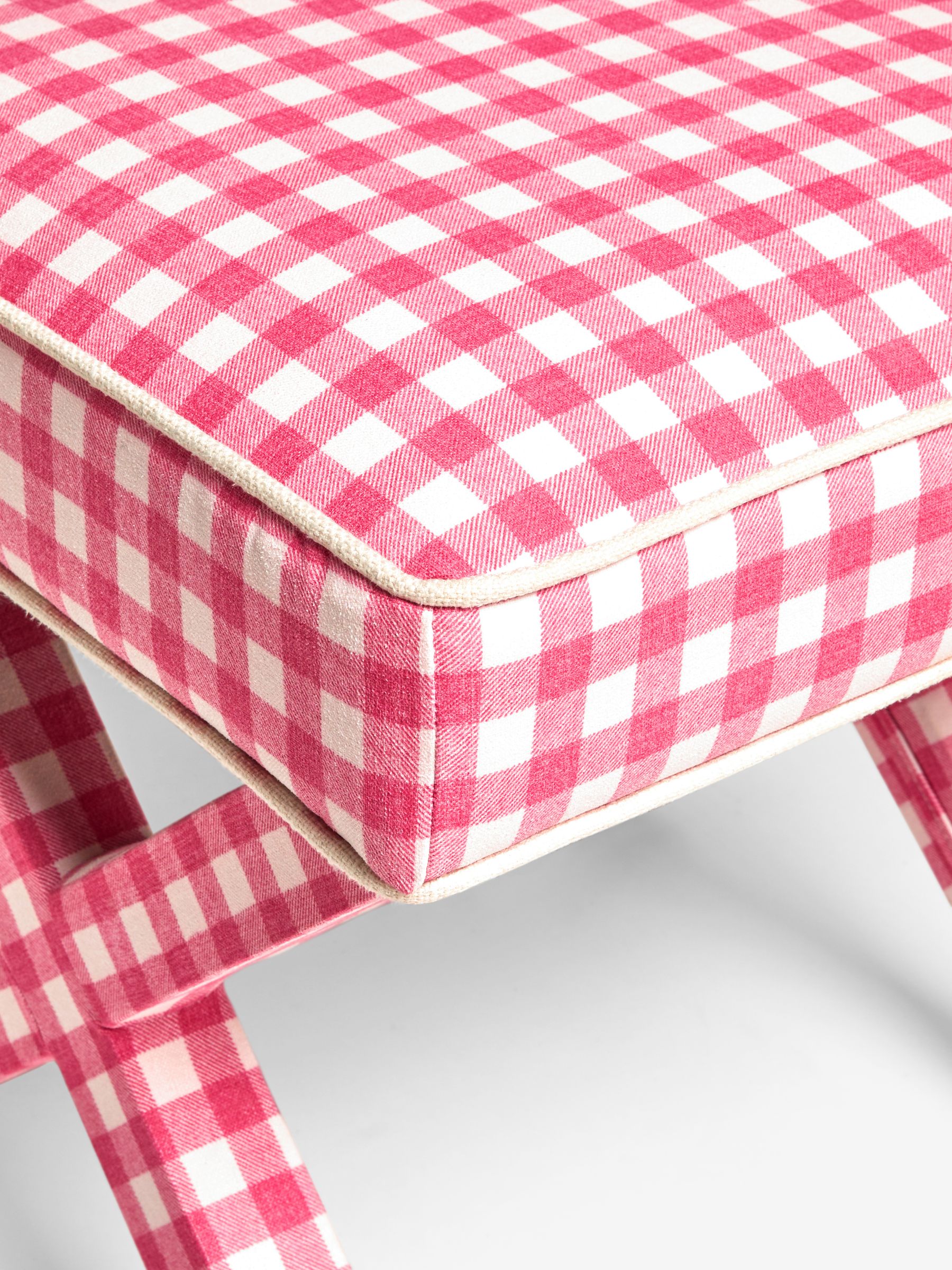 Buy Nina Campbell Pink Bracken Gingham Check Rosebury Footstool from ...