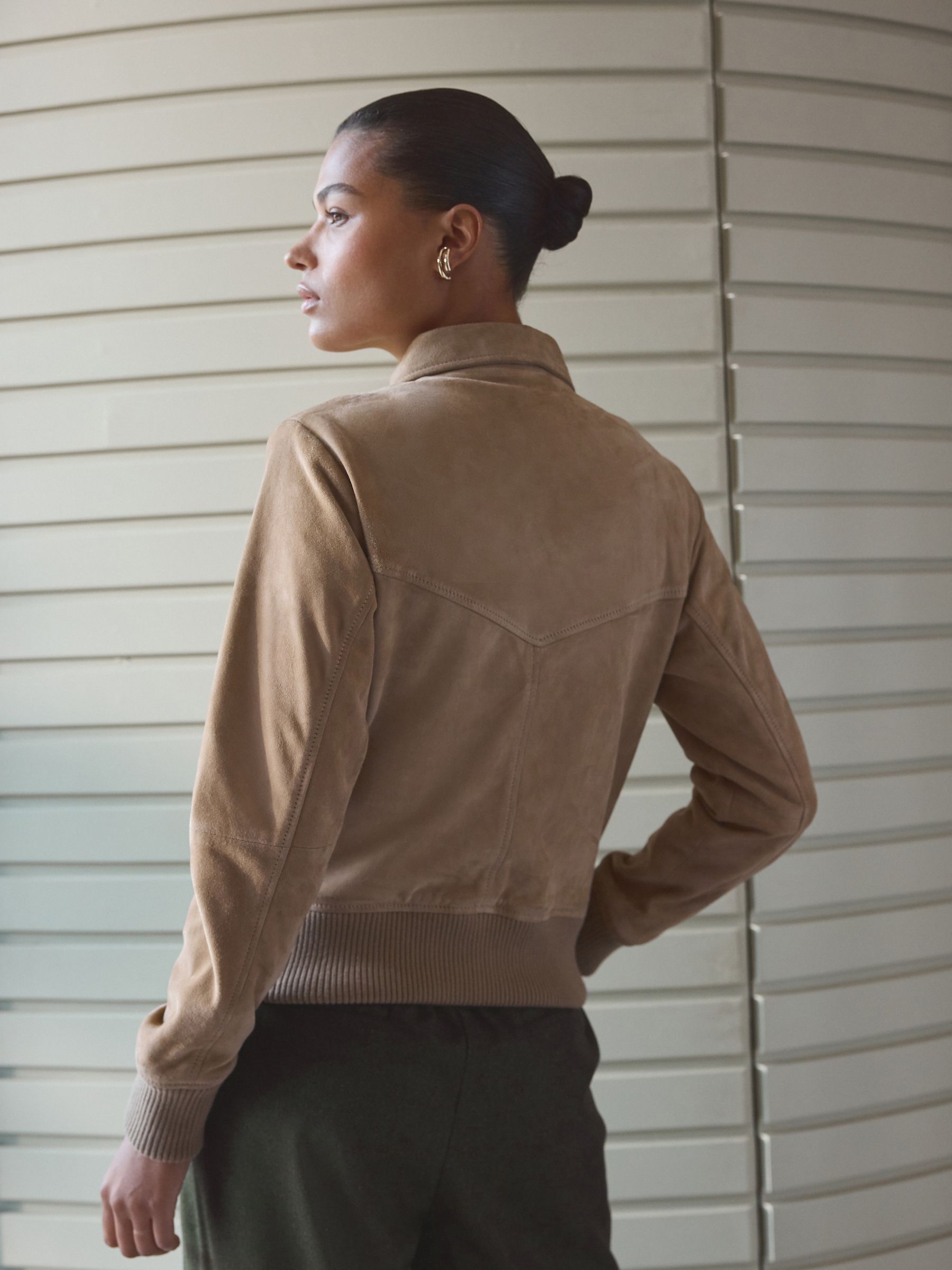 Buy Neutral - Real Suede Bomber Jacket from Next Italy