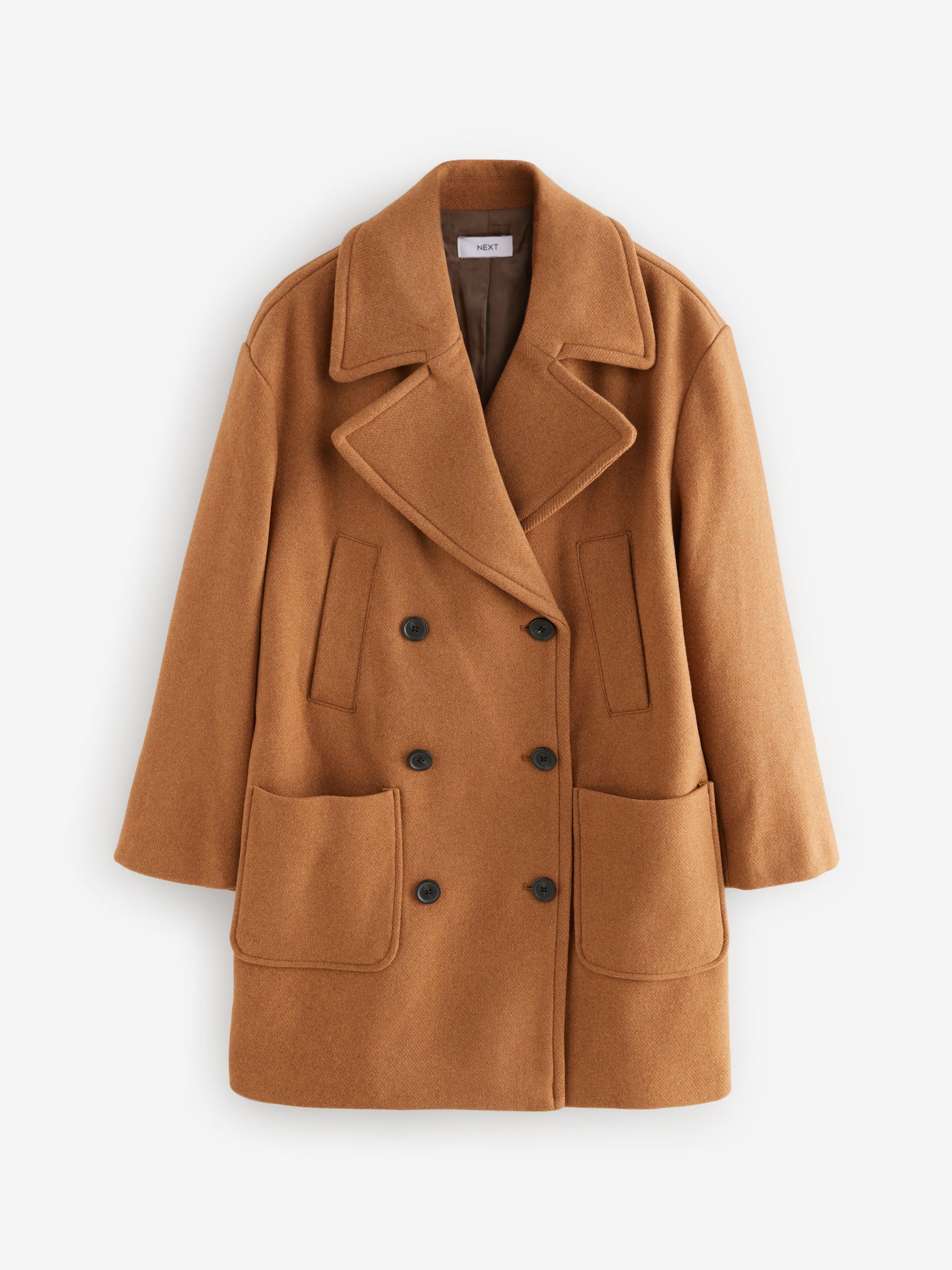 Buy Tan Brown Premium Wool Blend Revere Coat from Next United Arab Emirates