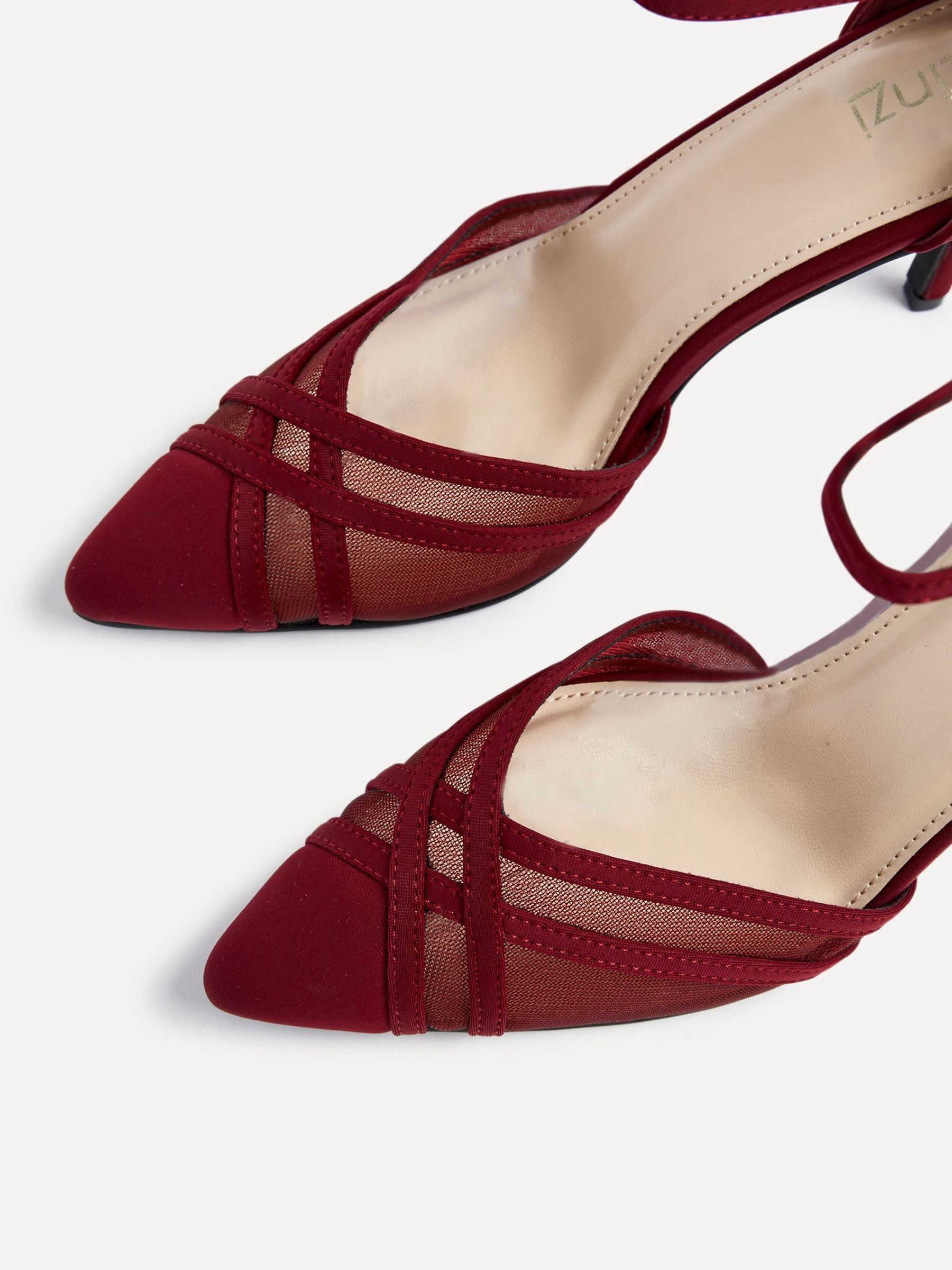 Buy Linzi Burgundy Red Siobhan Mesh Closed Back Court Heels from the ...
