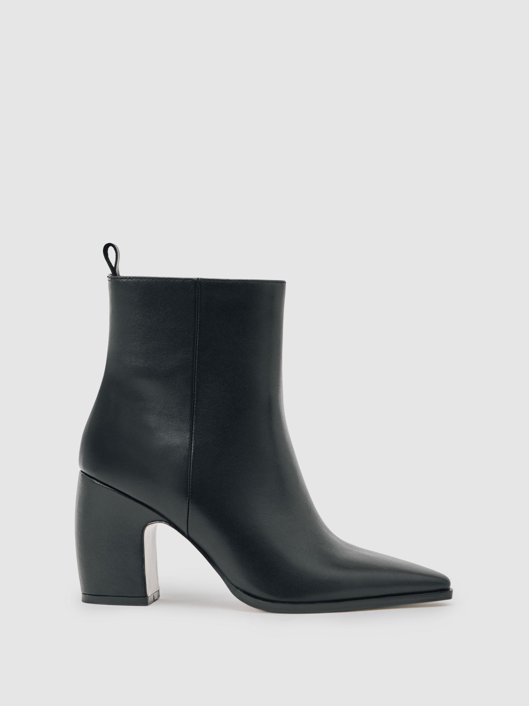 Buy Reiss Black Amy Leather Blocked Heel Ankle Boots from Next Ireland