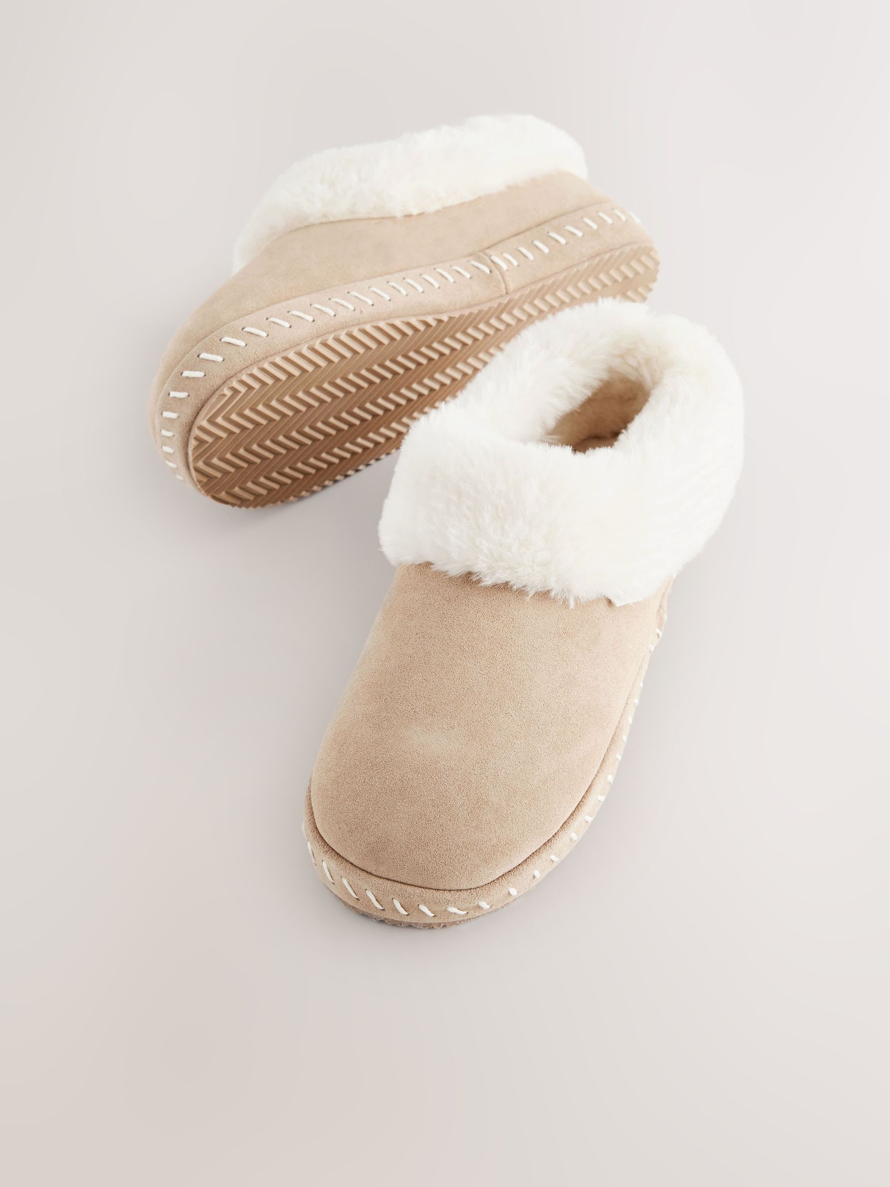 Buy Tan Brown Faux Fur Lined Shoot Slippers from the Next UK online shop