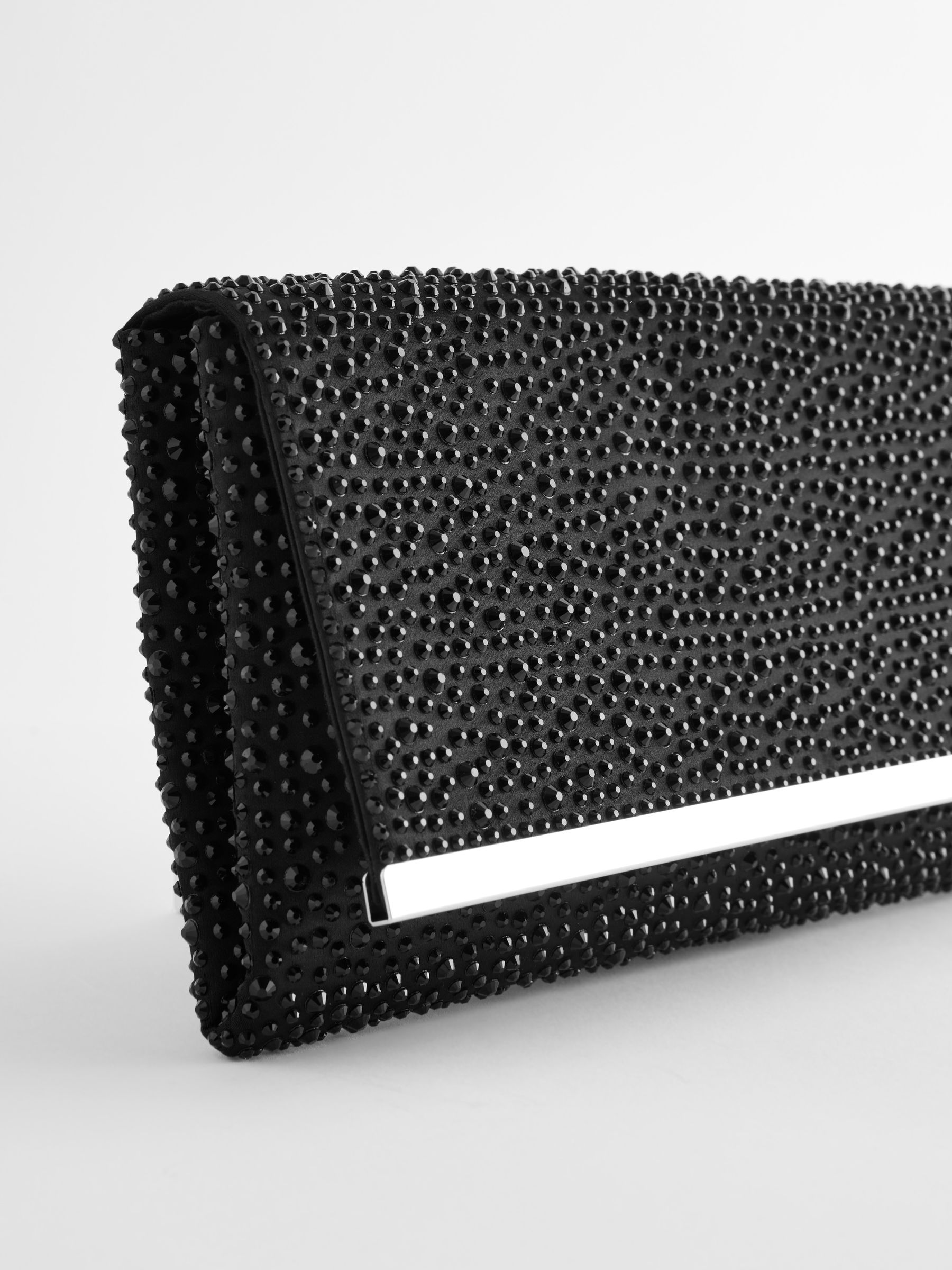 Buy Black Sparkle Clutch Bag With Detachable Cross-Body Chain from the ...