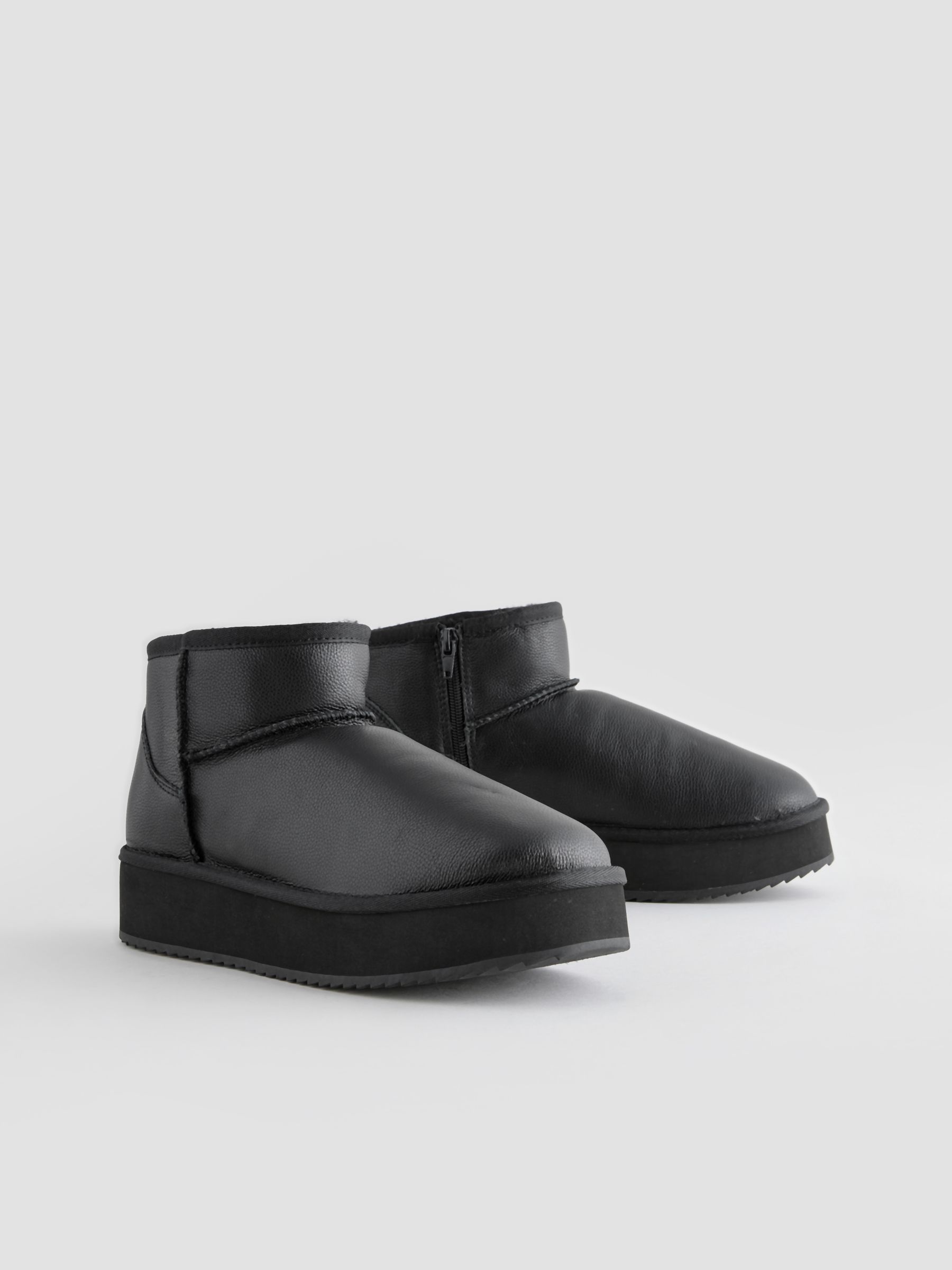 Buy Black Shower Repellent Suede Faux Fur Lined Platform Boots from the ...