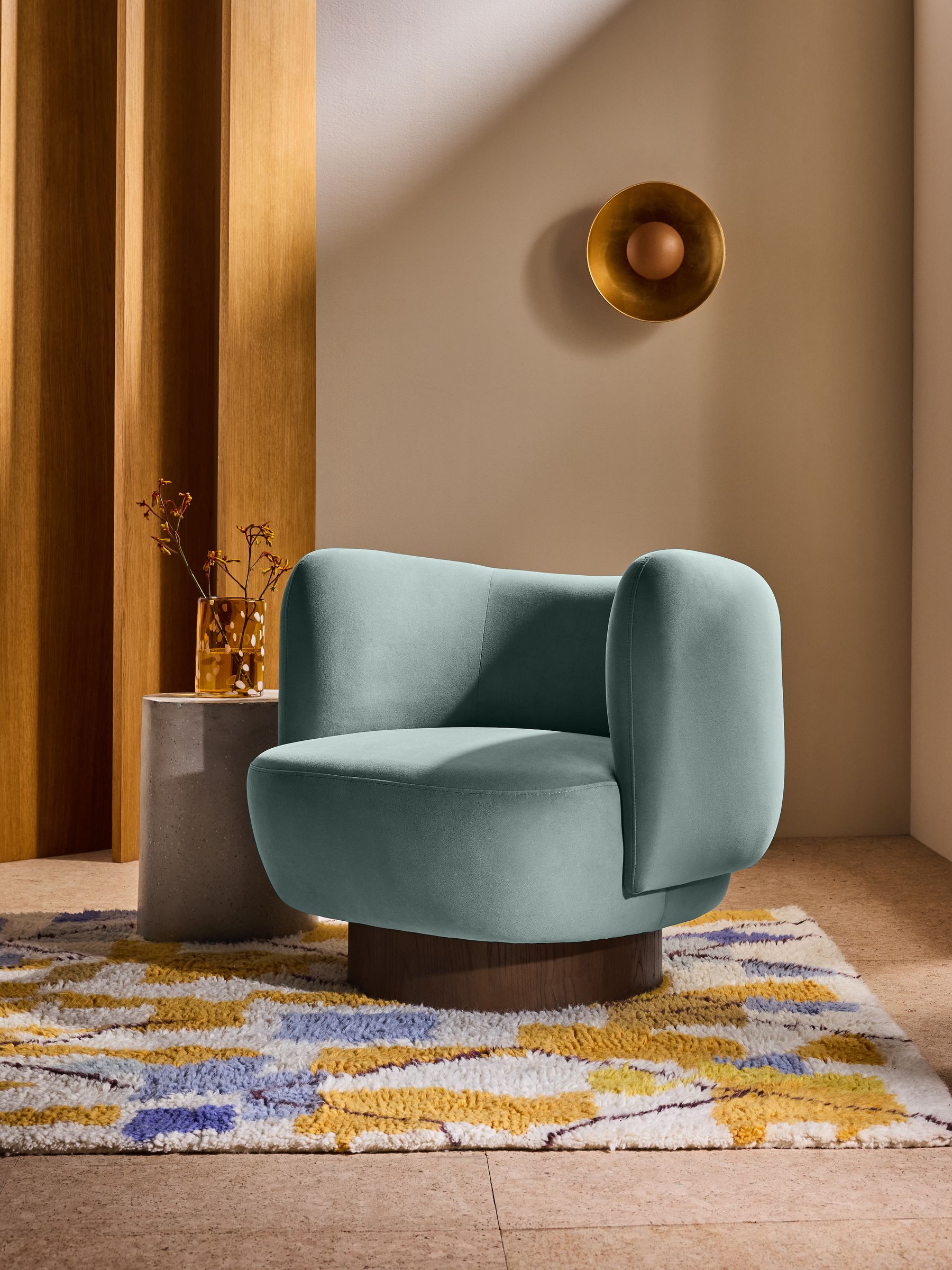 Buy MADE.COM Steel Grey Blue Novara Swivel Accent Chair from the Next ...