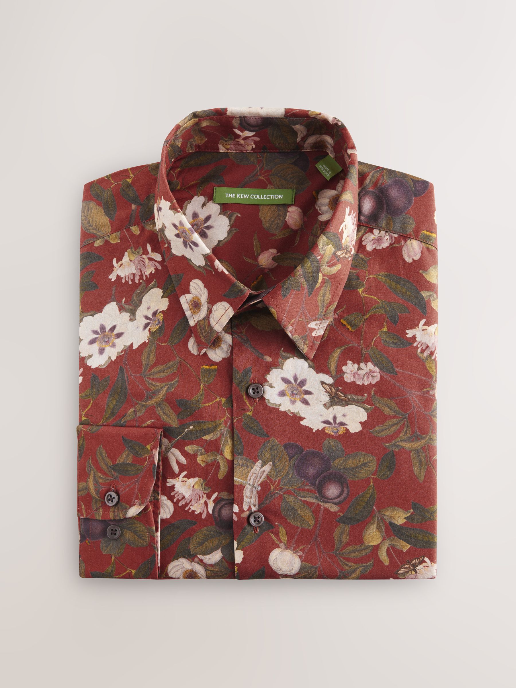 Buy Rust Brown Regular Fit Kew Collection 100% Cotton Floral Long ...