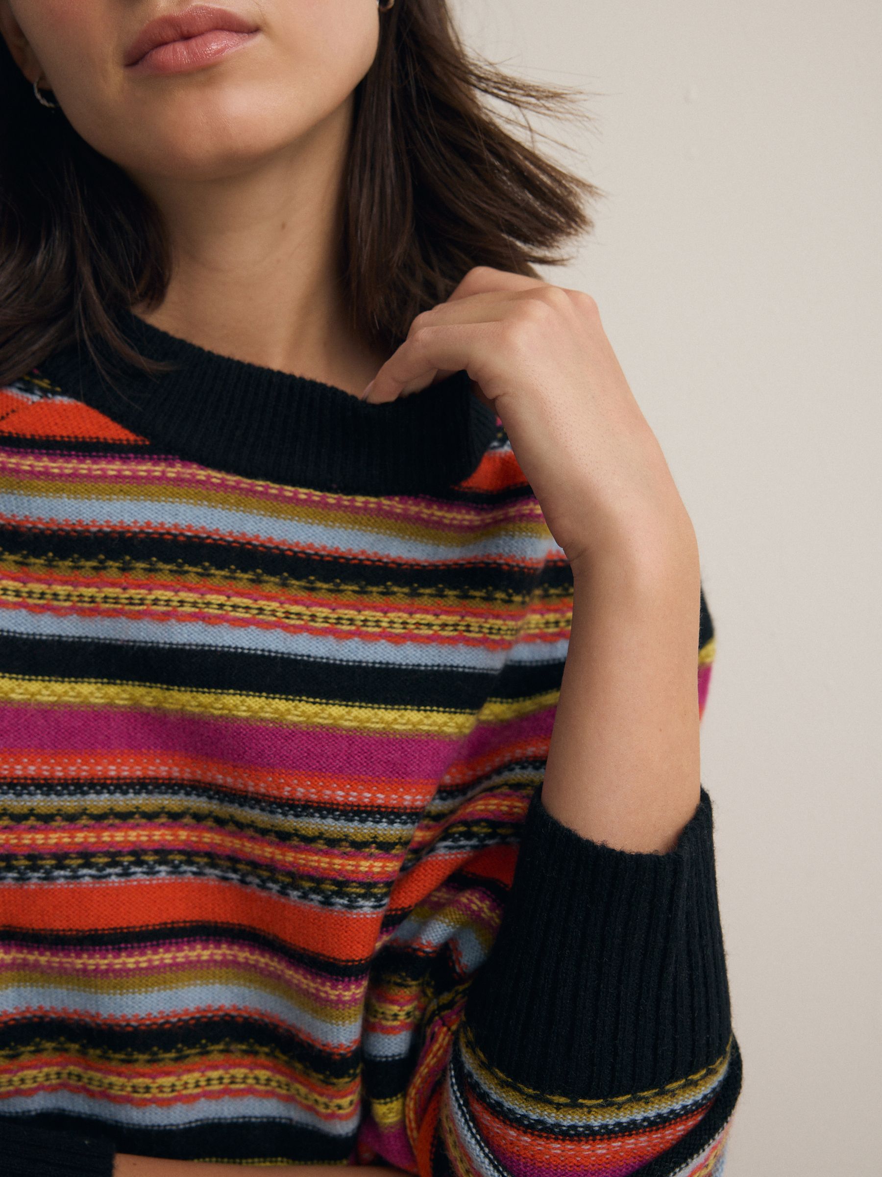 Buy Rainbow Premium 100% Lambswool Pattern Crew Neck Knitted Jumper ...