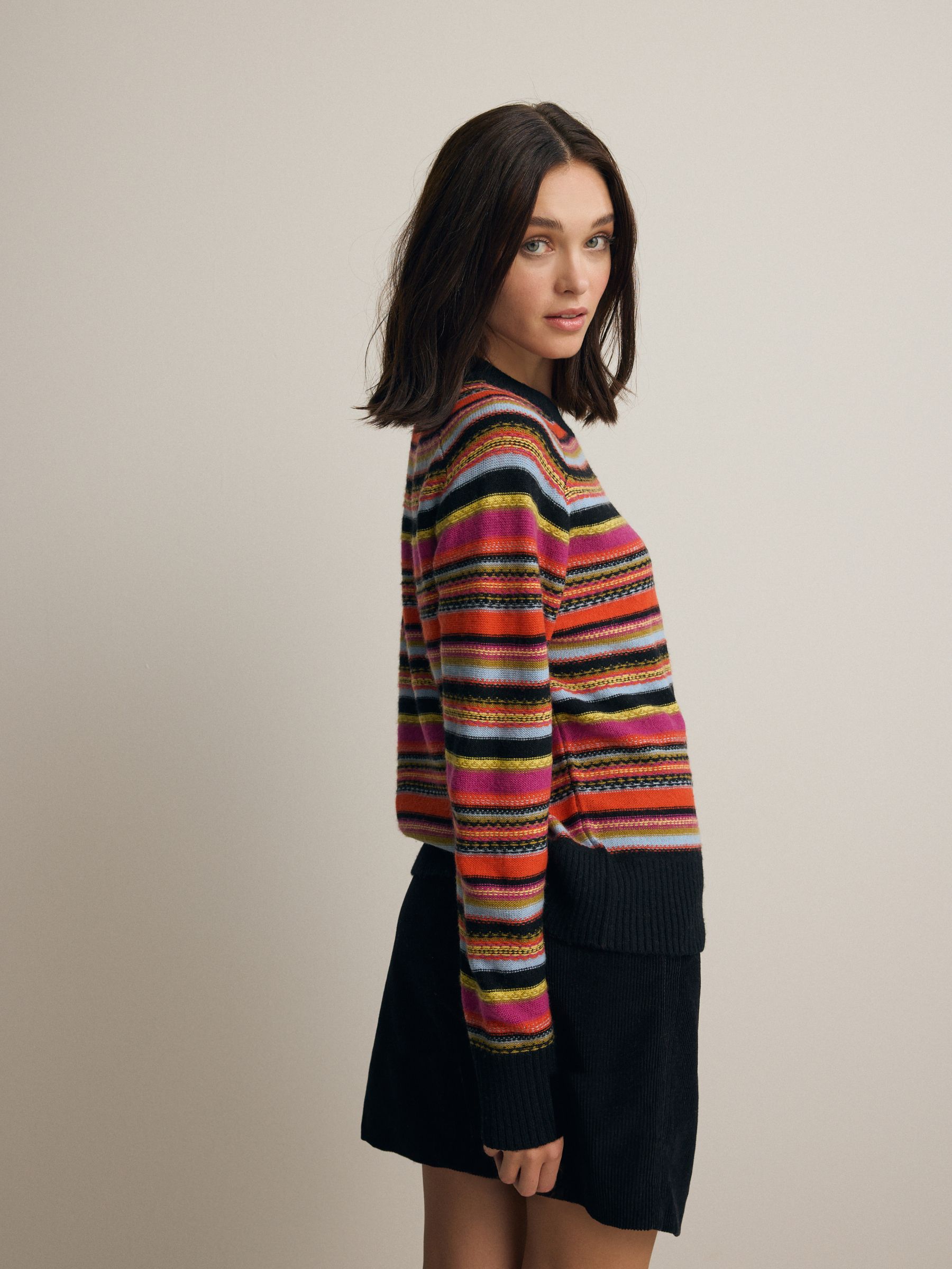 Buy Rainbow Premium 100% Lambswool Pattern Crew Neck Knitted Jumper ...