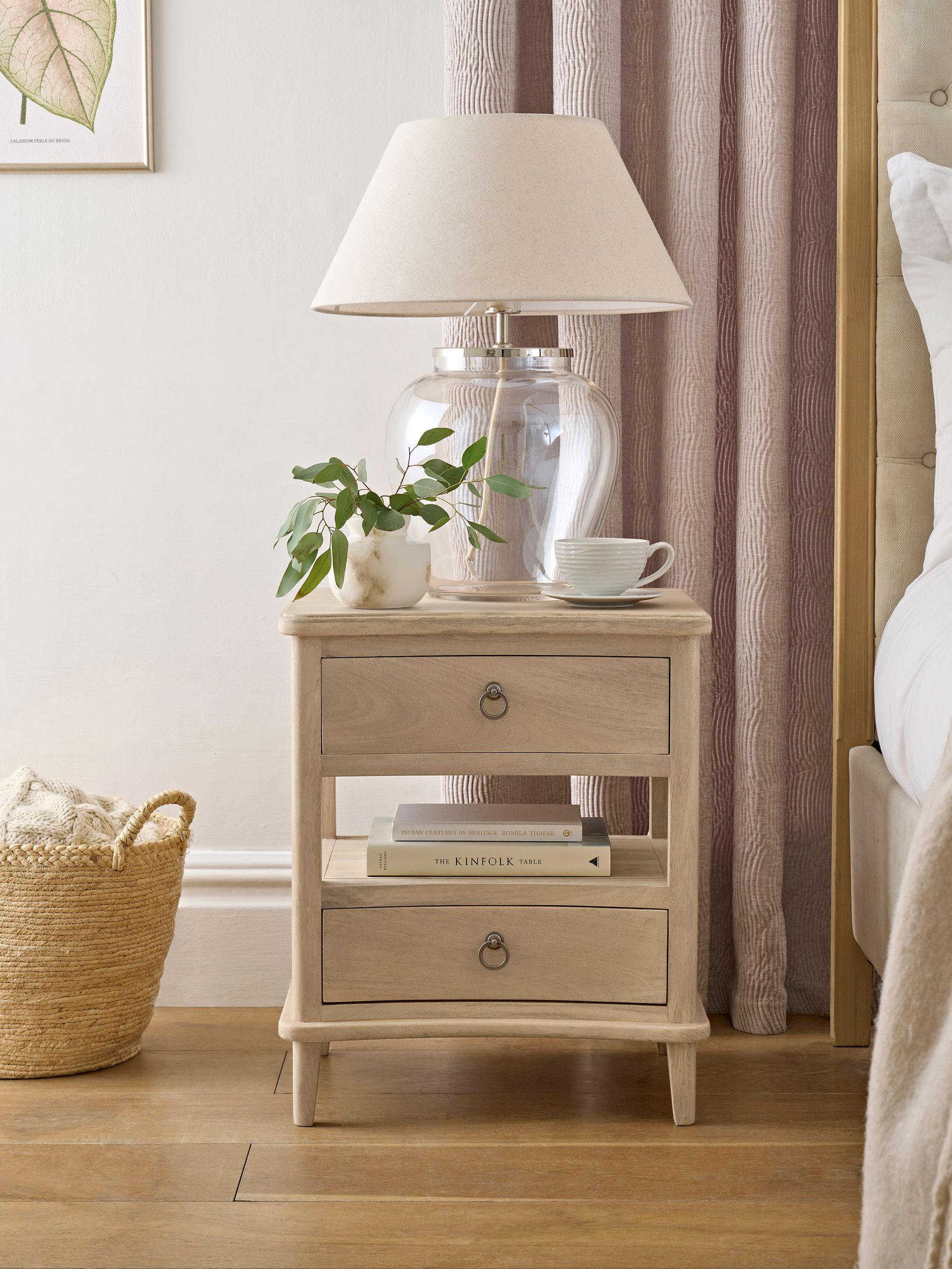 Buy Light Natural Sadie Solid Mango Wood 2 Drawer Bedside Table from ...